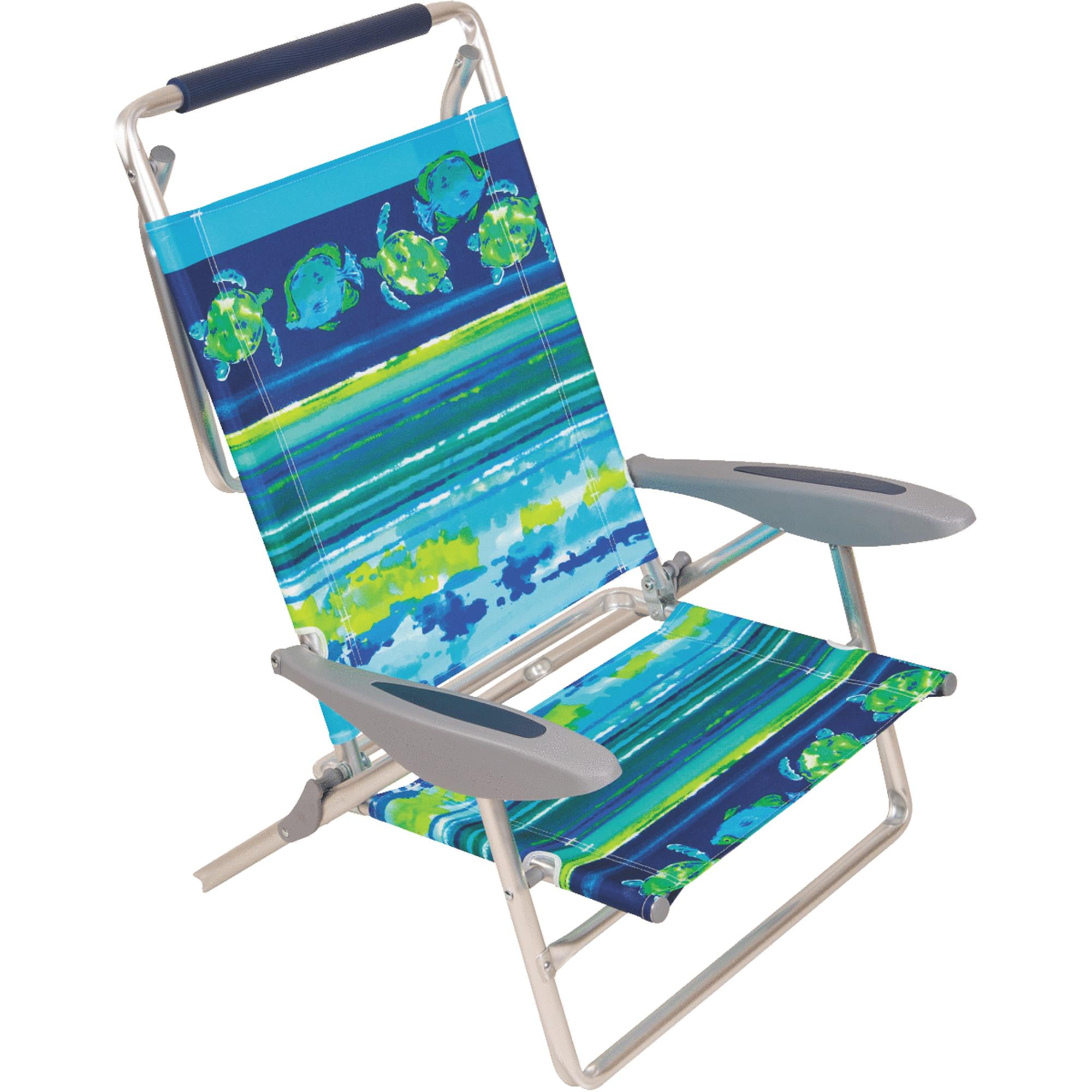 Rio Brands Wave 4-Position Fish Pattern Aluminum Folding Beach Chair ...