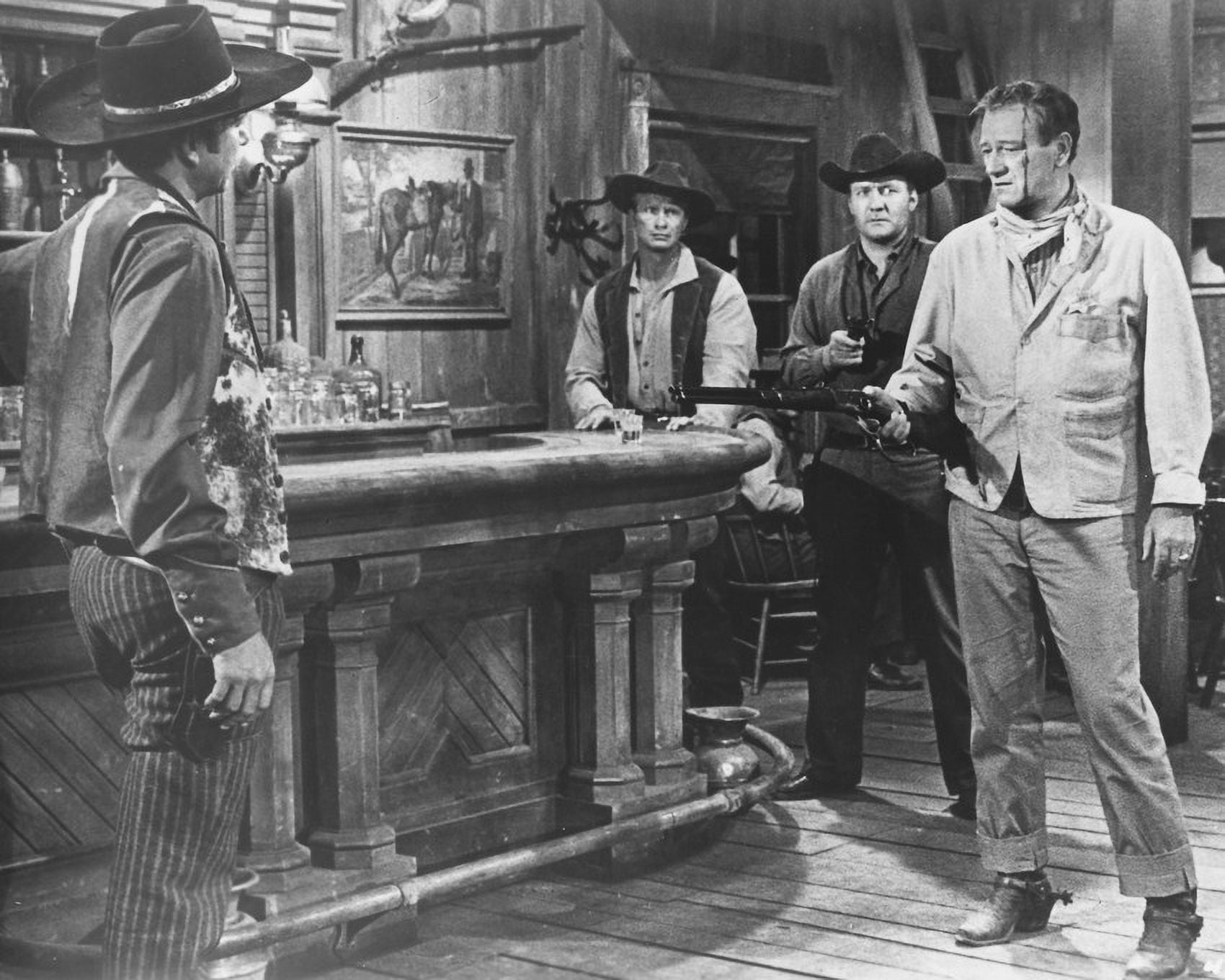 Rio Bravo J. Wayne Pulls Rifle On John Russell In Bar 24x36 Classic ...