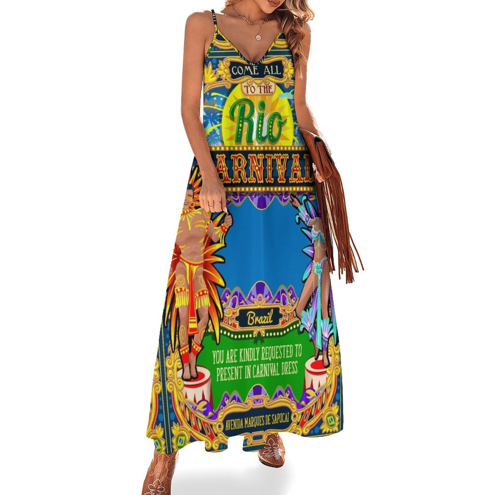 Rio Carnival Poster Frame Brazil Carnaval Mask Show Parade Sleeveless ...