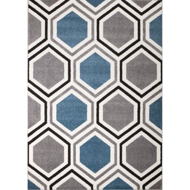 Luxe Weavers Euston Collection Abstract Area Rug 7680 Dark Blue, Light ...