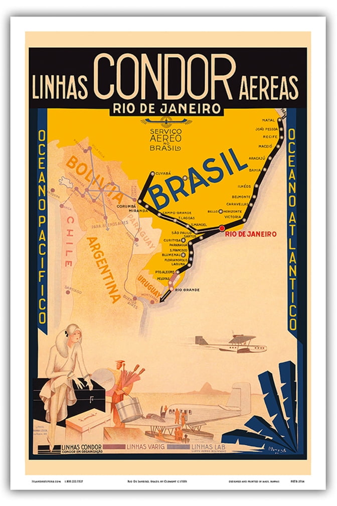 Rio De Janeiro Brazil - Air Routes in Brazil - Condor Varig Airline ...