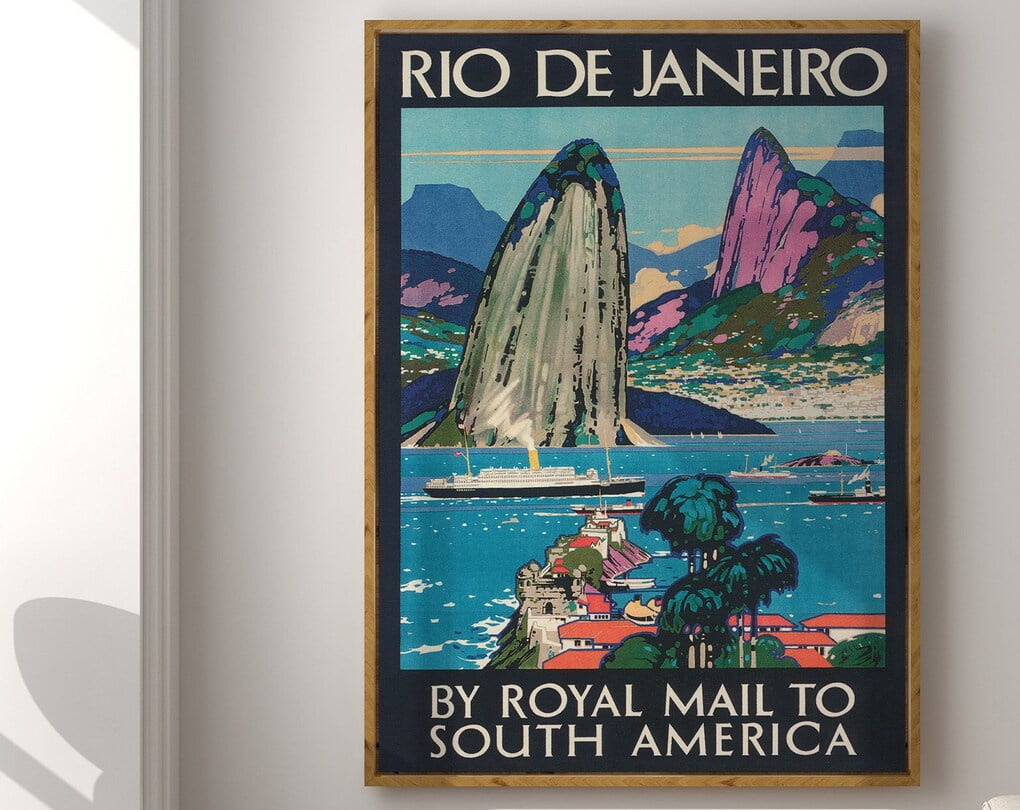 Rio De Janeiro Print, Brazil Wall Art, Sugarloaf Mountain, Vintage ...