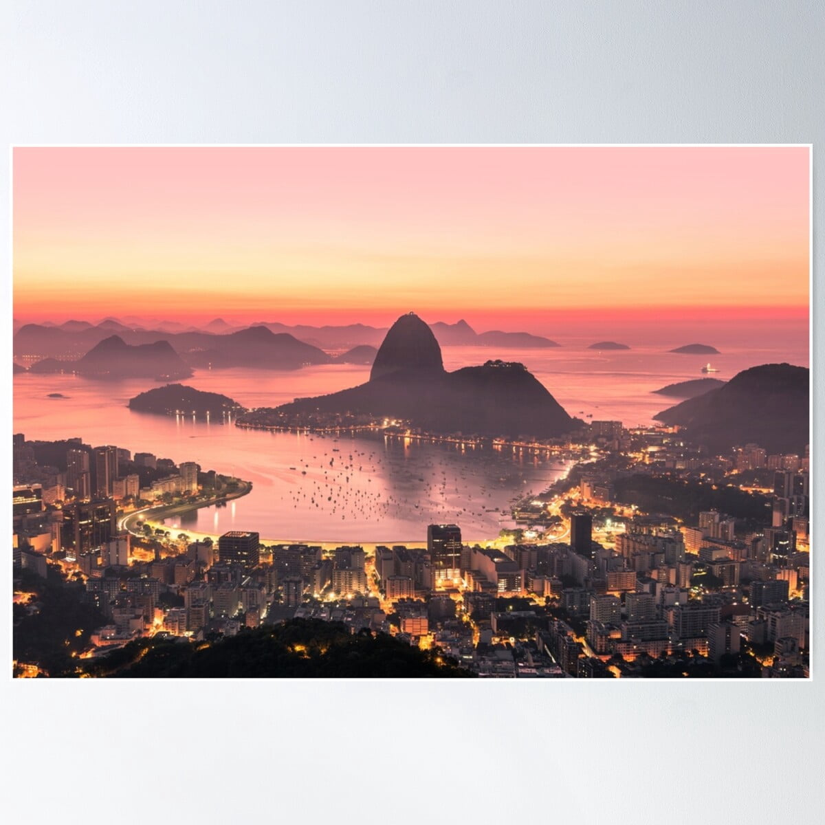 Rio De Janeiro Sunrise Poster Wall Art, Modern Wall Decor For Living ...