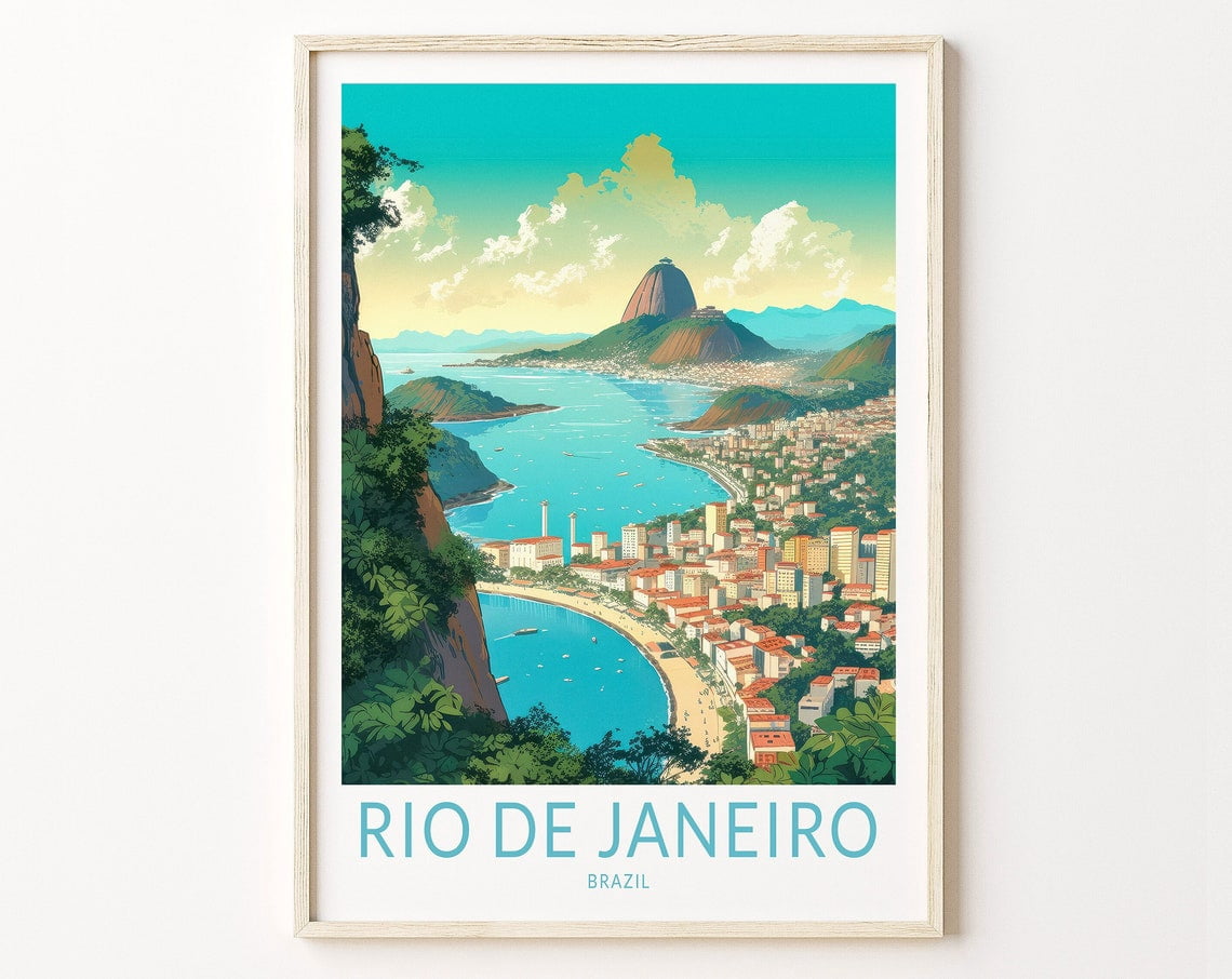 Rio De Janeiro Travel Print, Brazil Rio De Janeiro Travel Art Wall ...