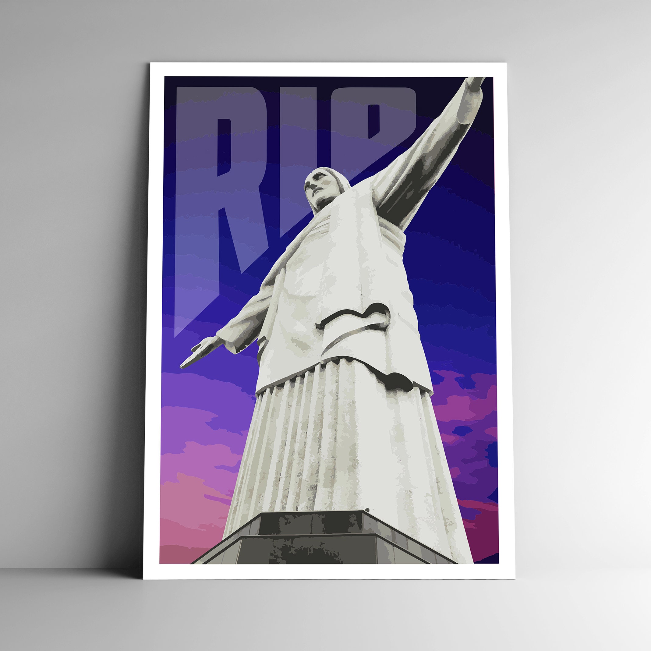 Rio De Janeiro Vintage Travel Poster / Postcard WPA Style Retro Christ ...