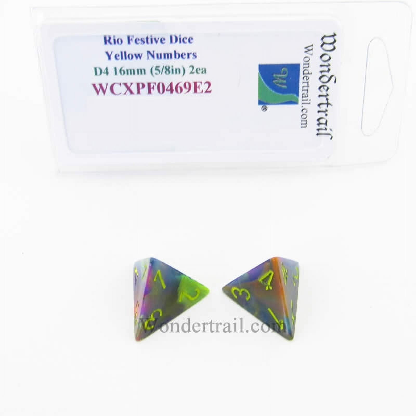 Rio Festive Dice with Yellow Numbers D4 Aprox 16mm (5/8in) Pack of 2 ...