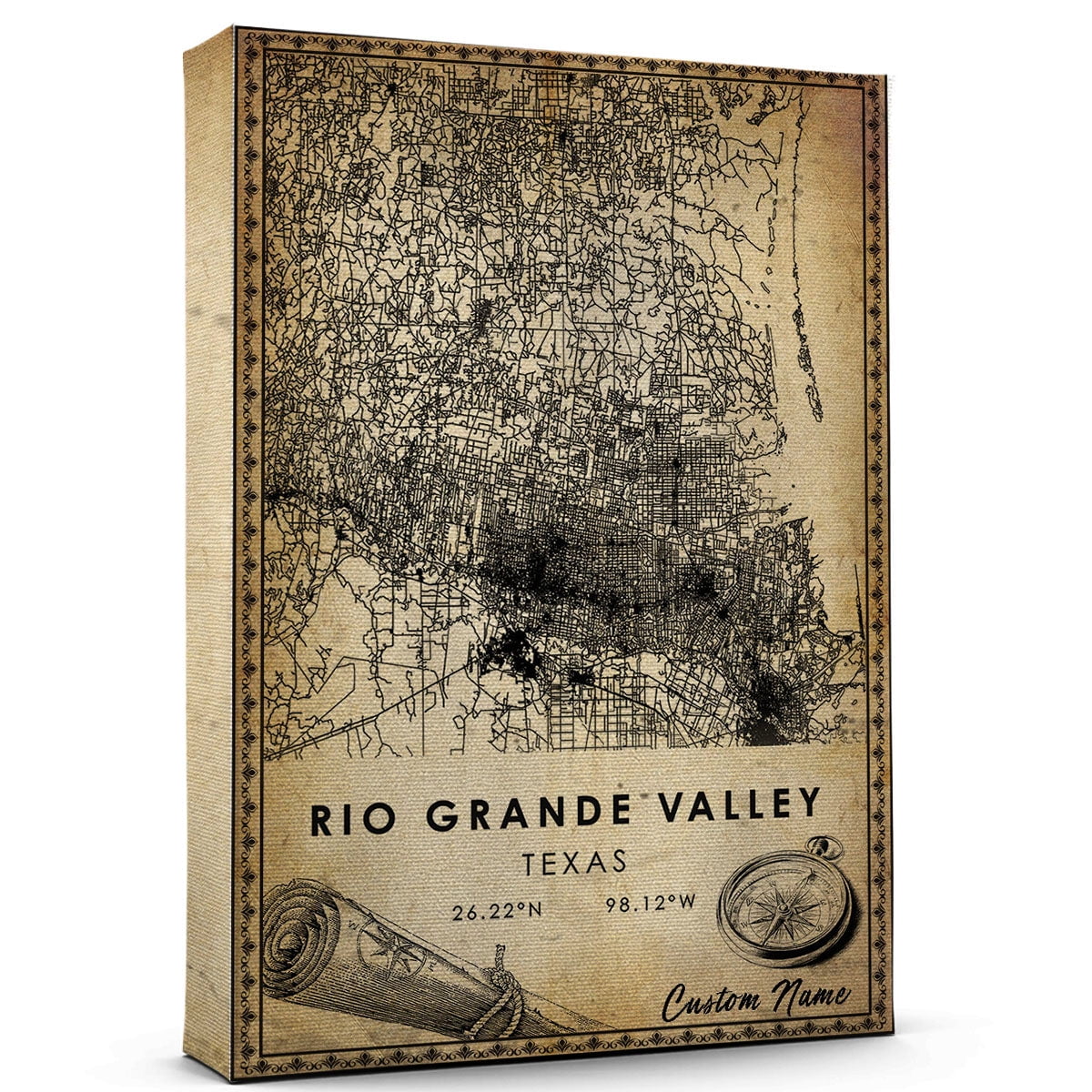 Rio Grande Valley Map Poster, Texas Map Art Poster, Canvas, Rio Grande ...