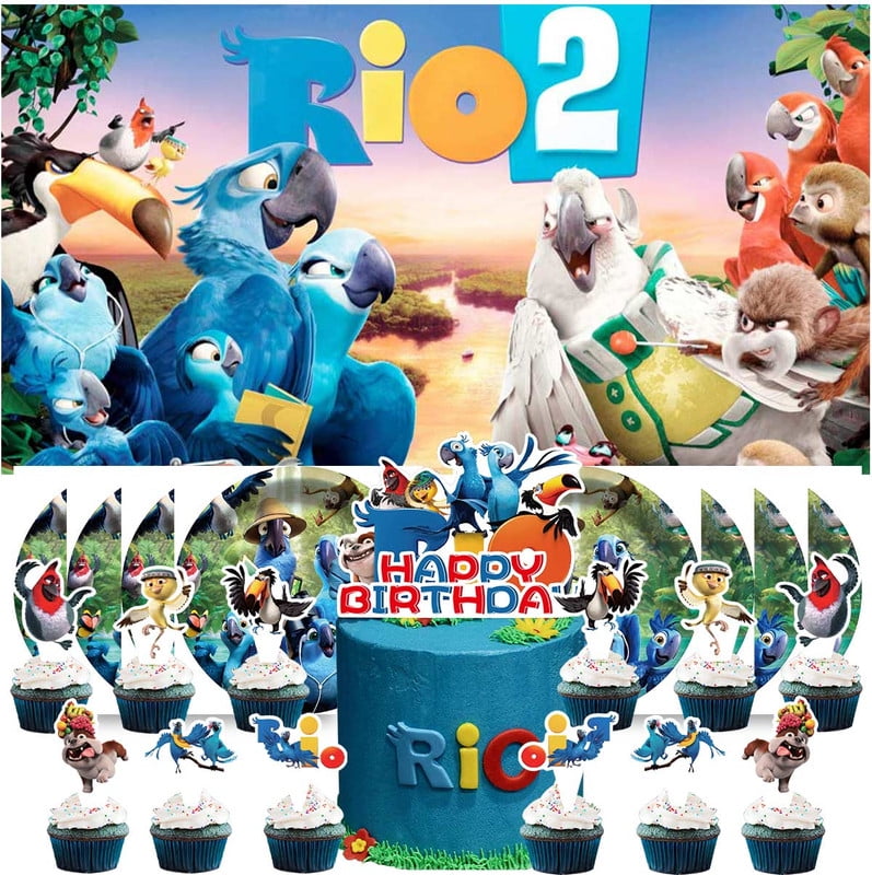 Rio Party Supplies Decor Decorations Plates Background Cake Topper Fans ...