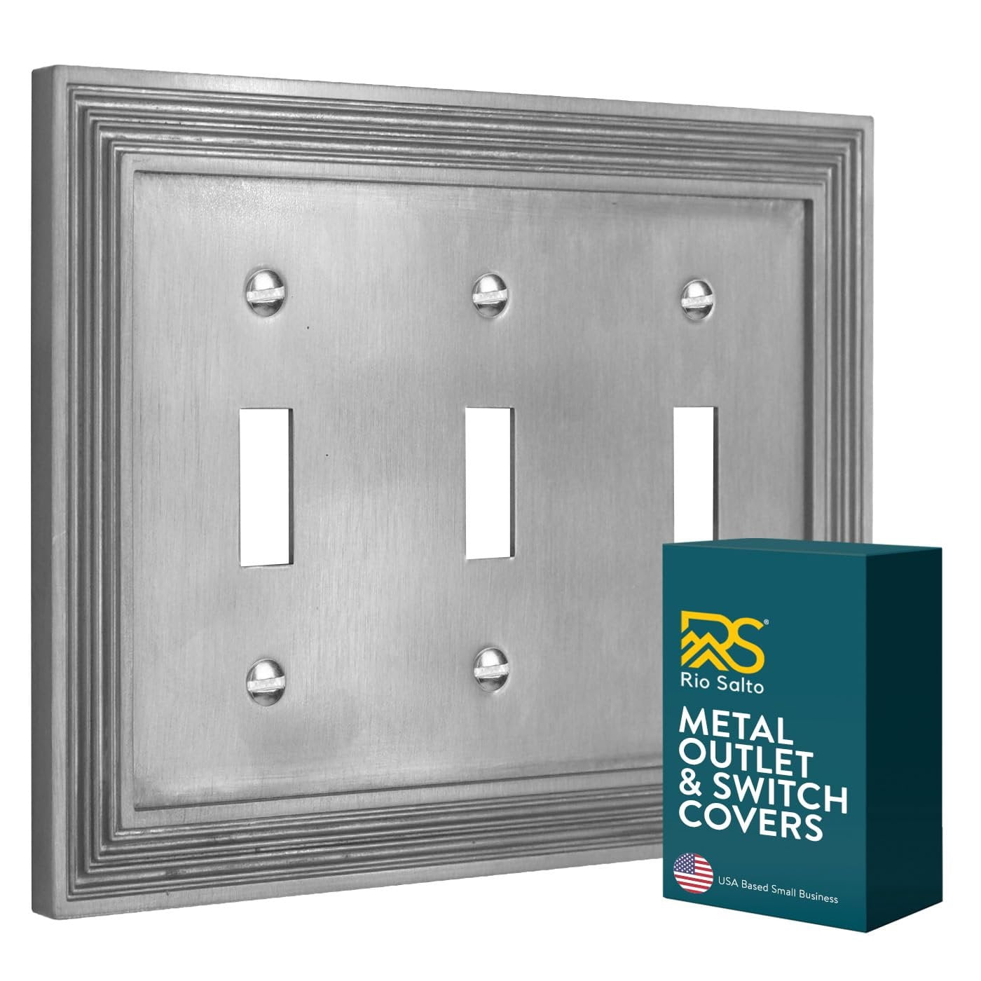 Rio Salto Estate Collection Brushed Nickel Triple Toggle Light Switch ...
