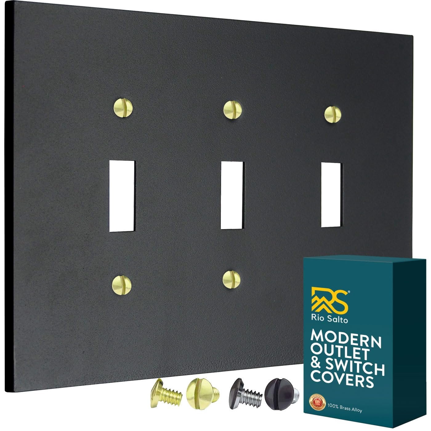 Rio Salto Forge Collection Matte Black Triple Toggle Wall Plate 3 Gang ...