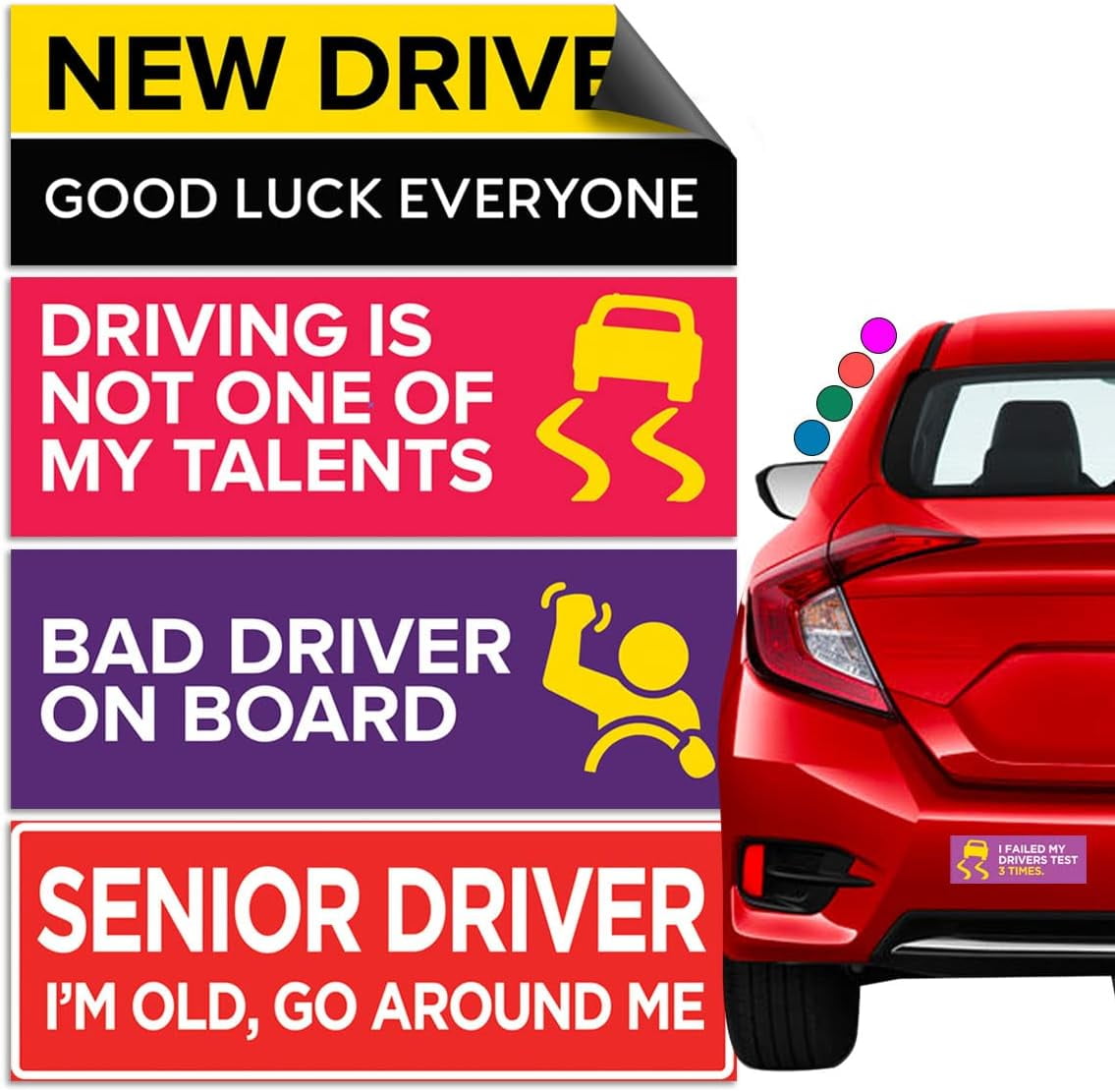 Rio Salto Funny Elderly Driver Magnet and New Driver Magnet for Car Old ...