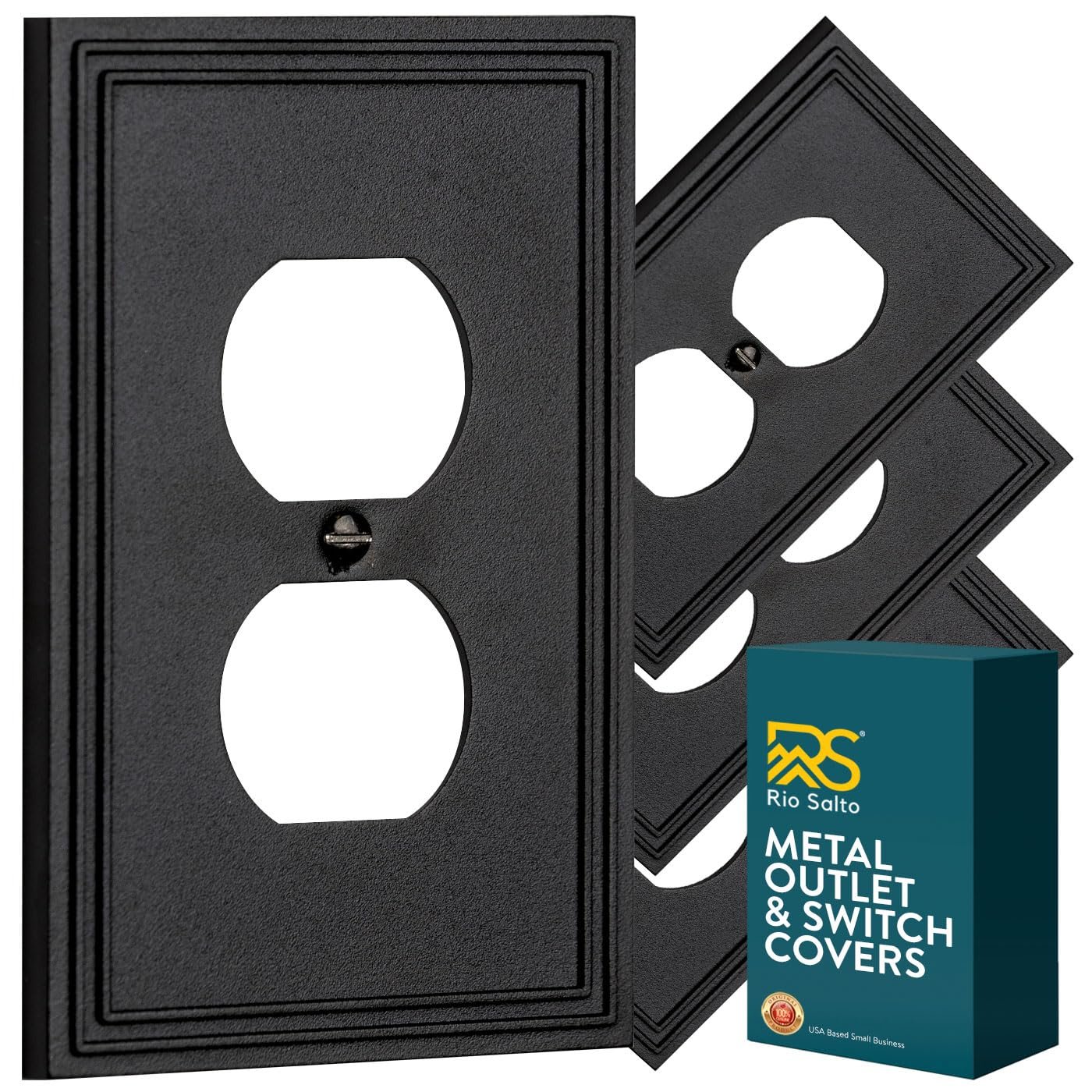 Rio Salto Imperial Collection Matte Black Duplex Outlet Covers 4 Pack ...