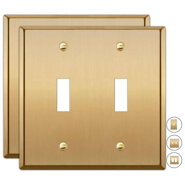 Rio Salto Metal Gold Double Toggle Light Switch Covers Wall Plate Toggle Light Switch Wallplate ...