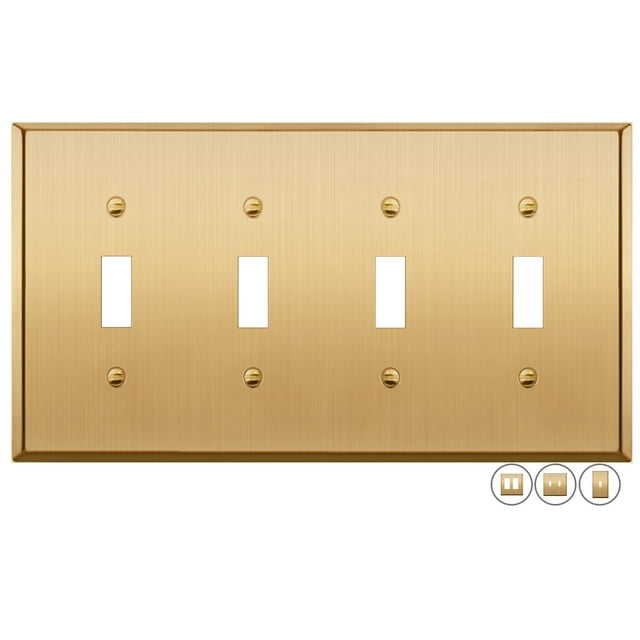 Rio Salto Brushed Brass Outlet Cover, Gold Light Switch Wall Plate, 4 ...