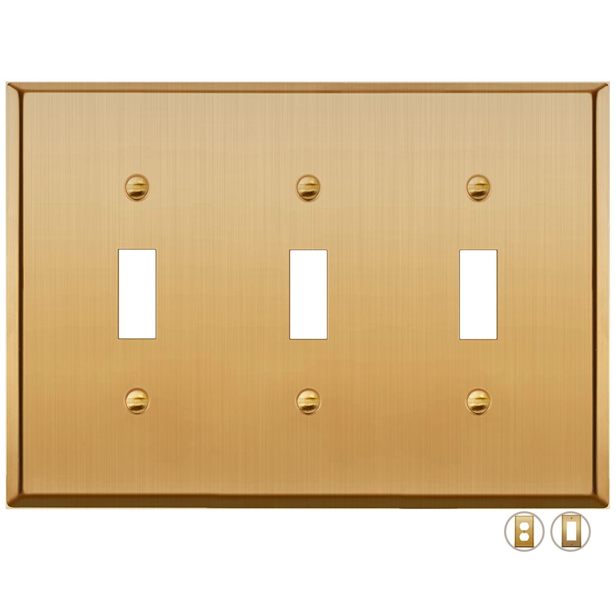 Rio Salto Metal Gold Toggle Light Switch Metal Wall Plate 3-Gang Toggle ...