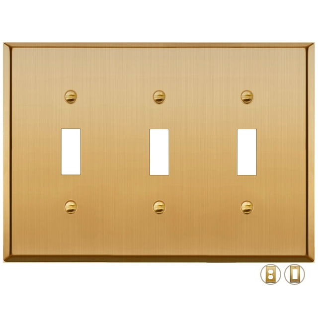 Rio Salto Metal Gold Toggle Light Switch Metal Wall Plate 3-Gang Toggle ...