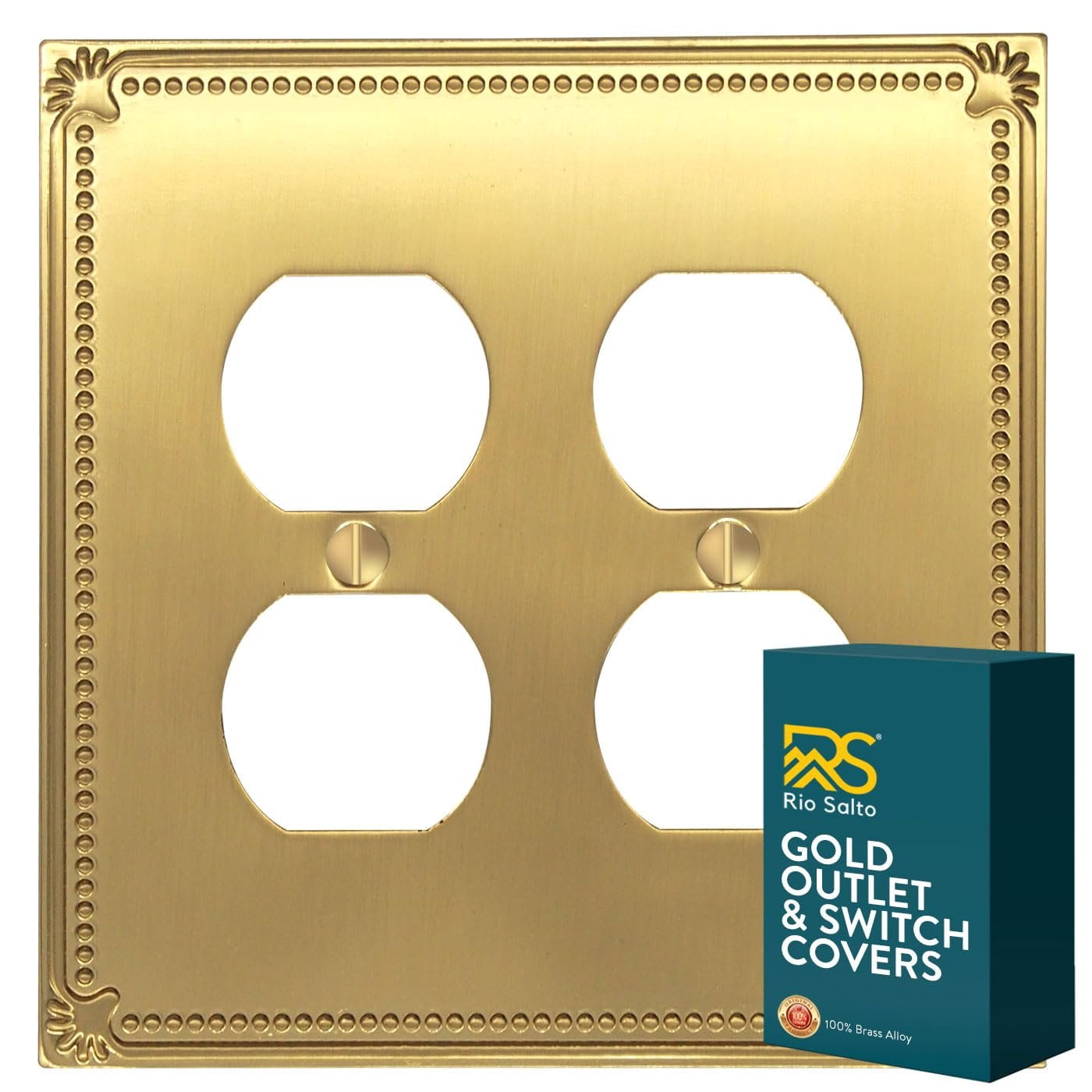 Rio Salto Sunken Pearls Metal Brushed Brass Gold Double Duplex 2 Gang ...
