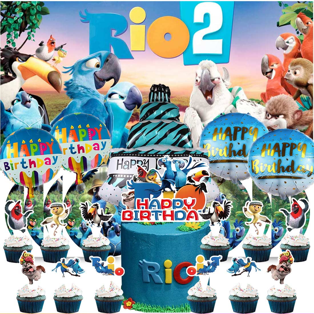 Rio Supplies Plates Decoration Backdrop Banner Birthday Decor Tableware ...