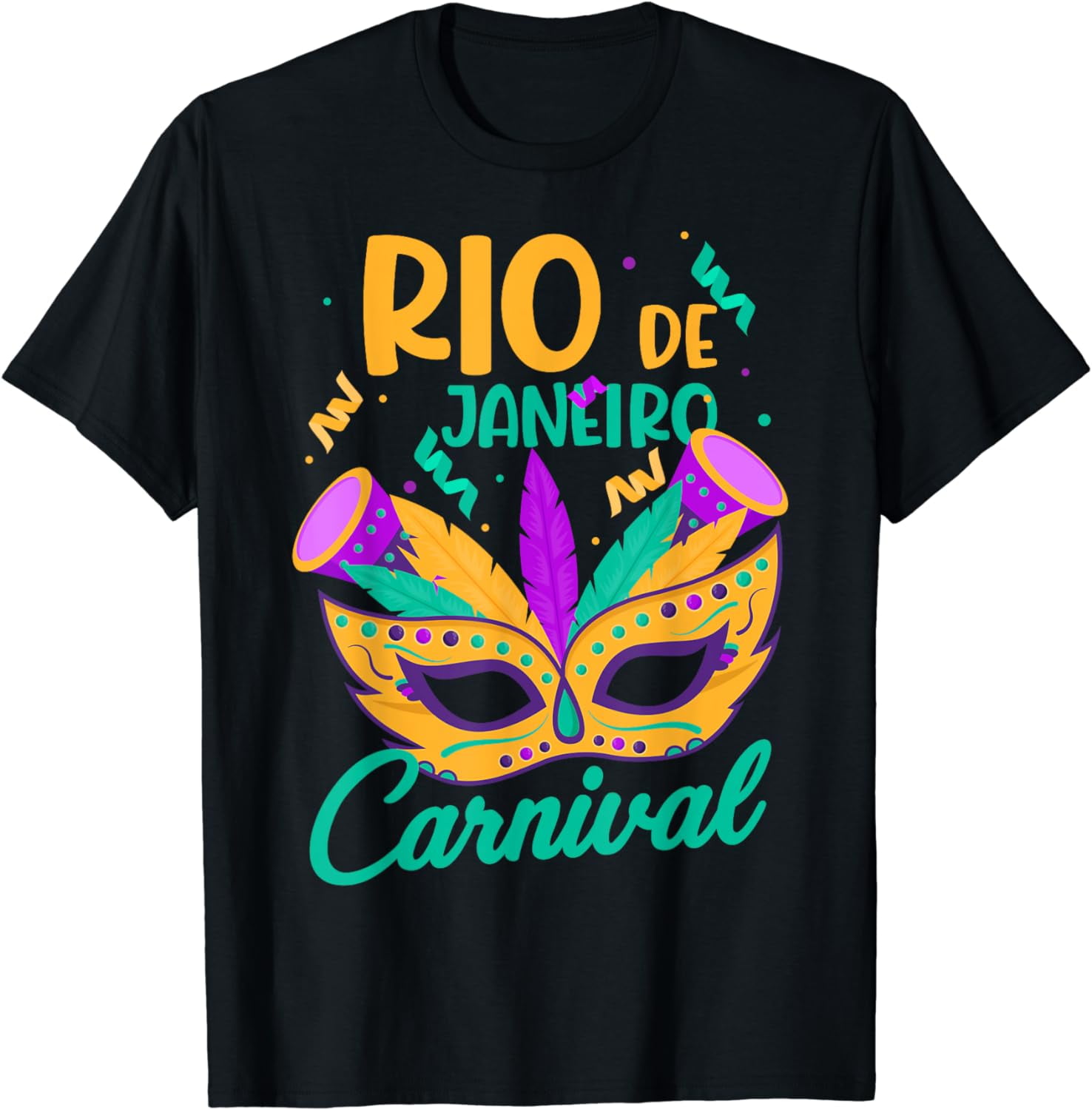 Rio de Janeiro Carnival Brazil Mask Brazilian Souvenir T-Shirt ...