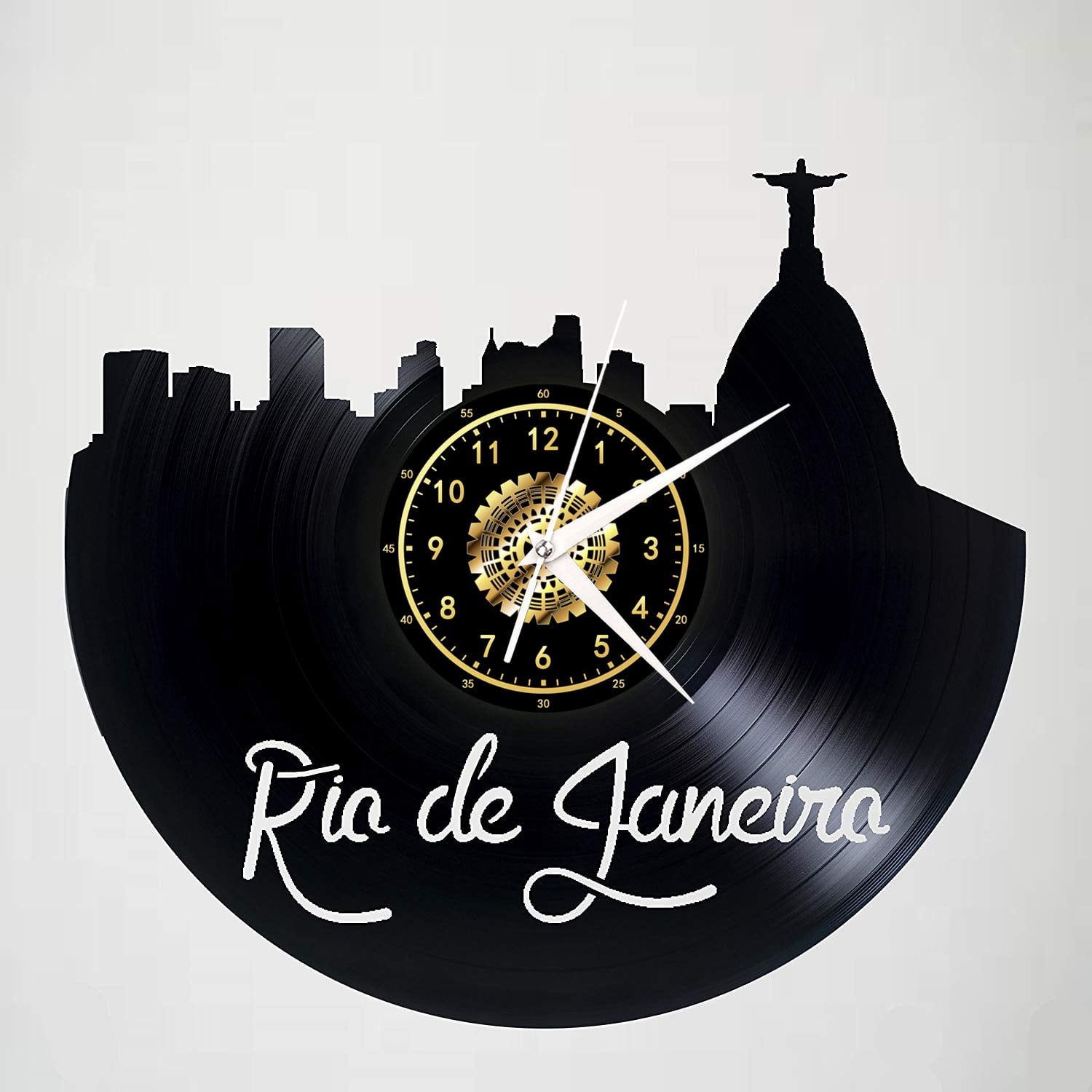 Rio de Janeiro Cityscape Vintage Black Vinyl Record Wall Clock Wall Art ...