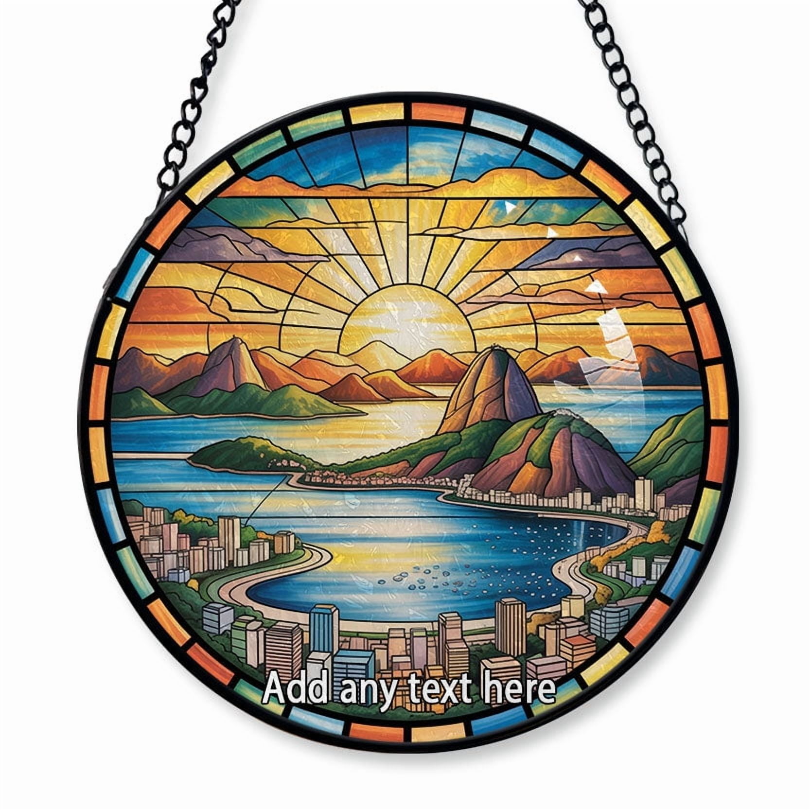 Rio de Janeiro Skyline Stained Glass Suncatcher Window Hanging ...