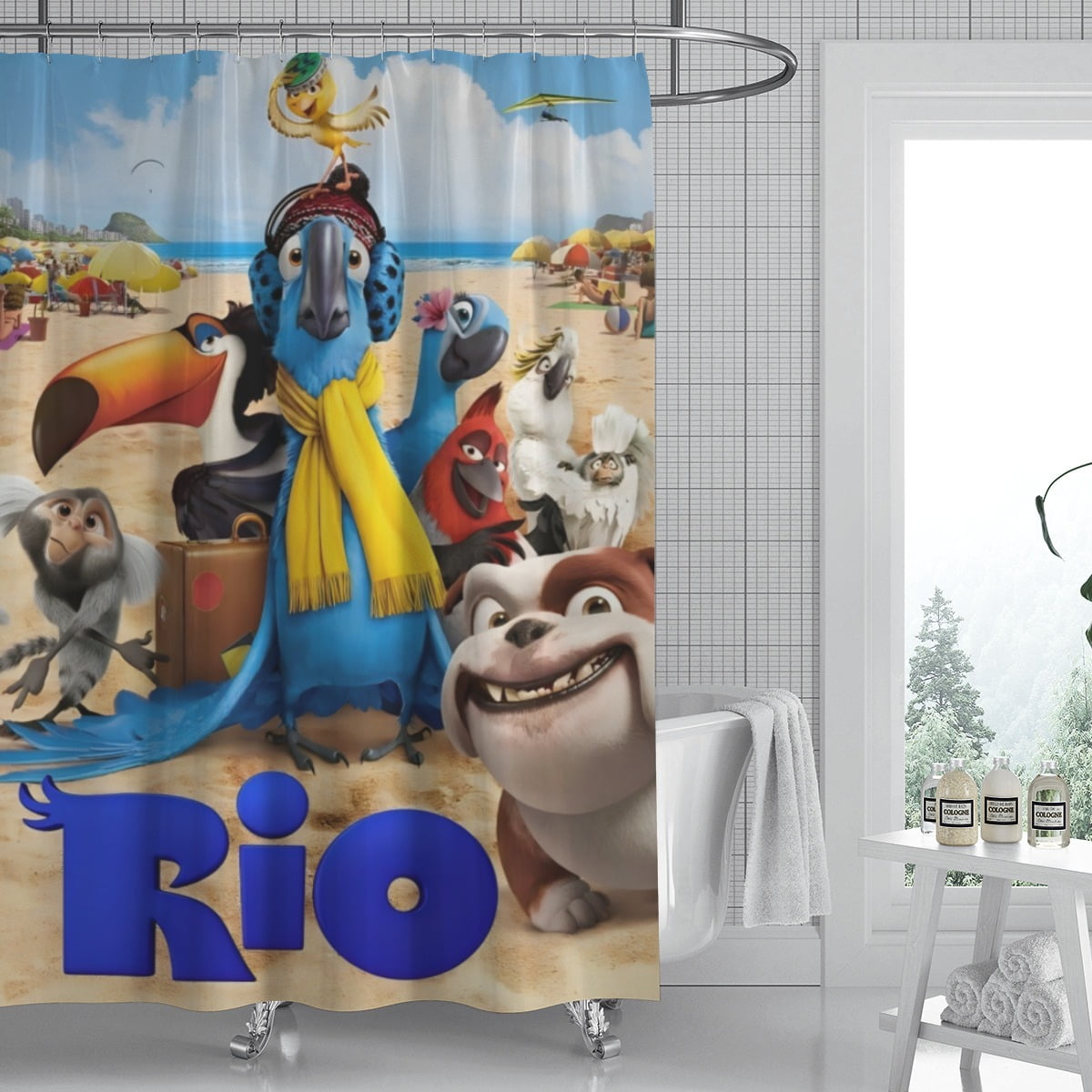 Rio shower curtain features an iconic print, is waterproof and easy to ...