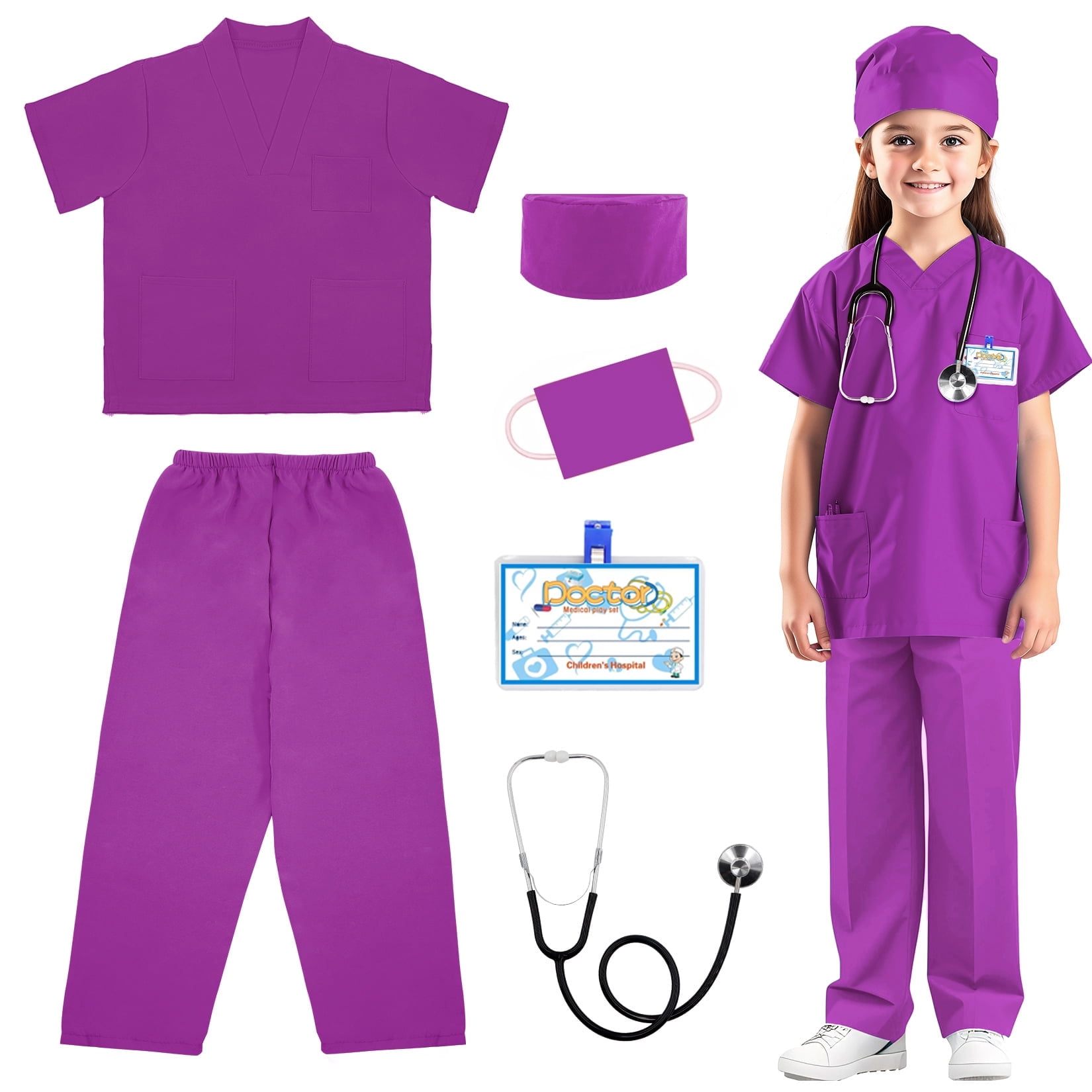 RioRand Doctor Costume for Kids,Toddler Nurse Scrubs with Accessories Dress Up Cosplay For Boys ...