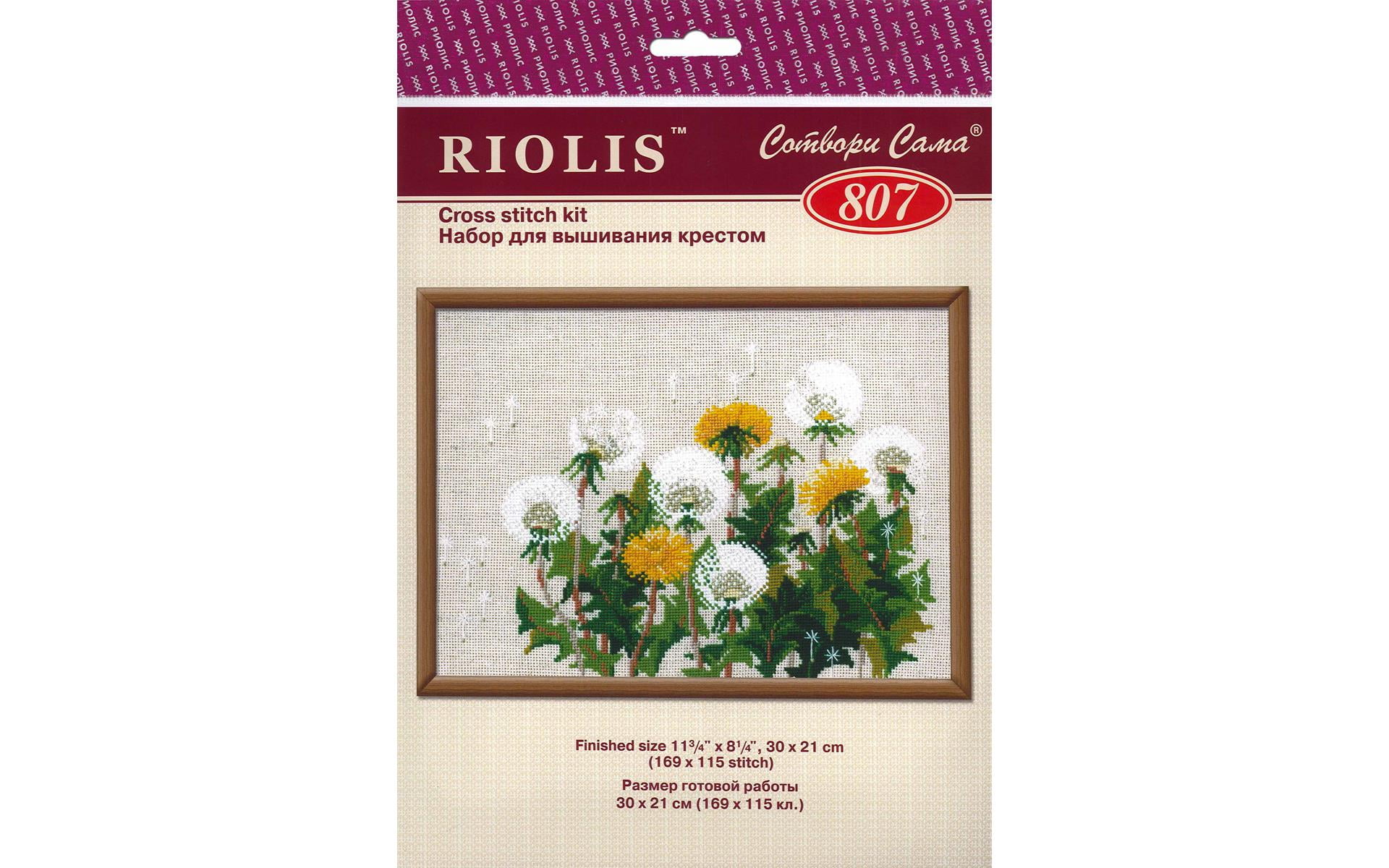 Riolis Cross Stitch Kit, Dandelions Pattern, Wool Acrylic Threads, 11.75x8.25 Finished Size ...