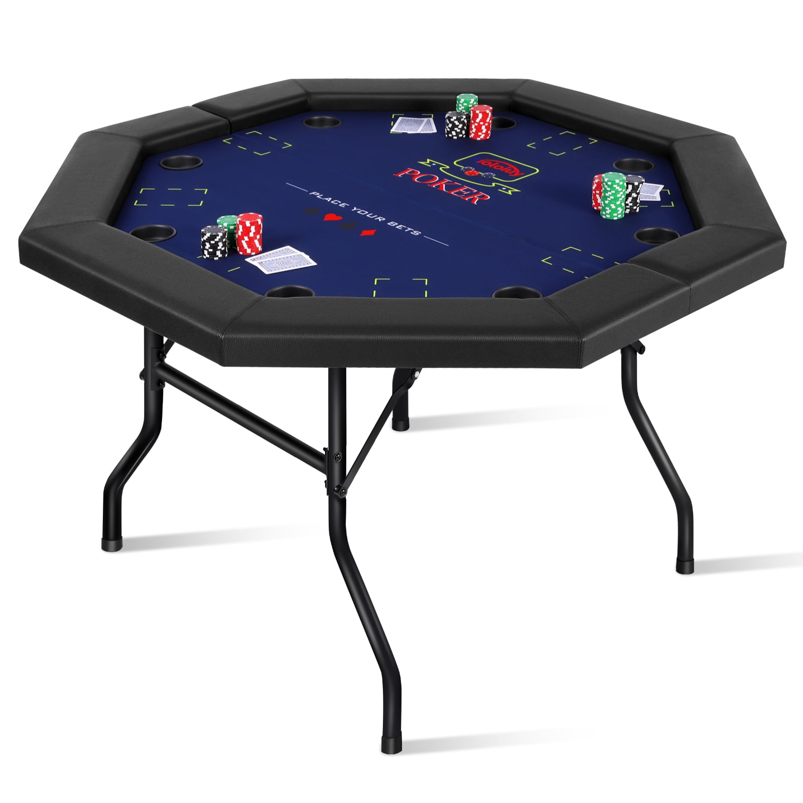 Rioloiuy Poker Table Foldable, 8 Player Octagonal Folding Portable ...