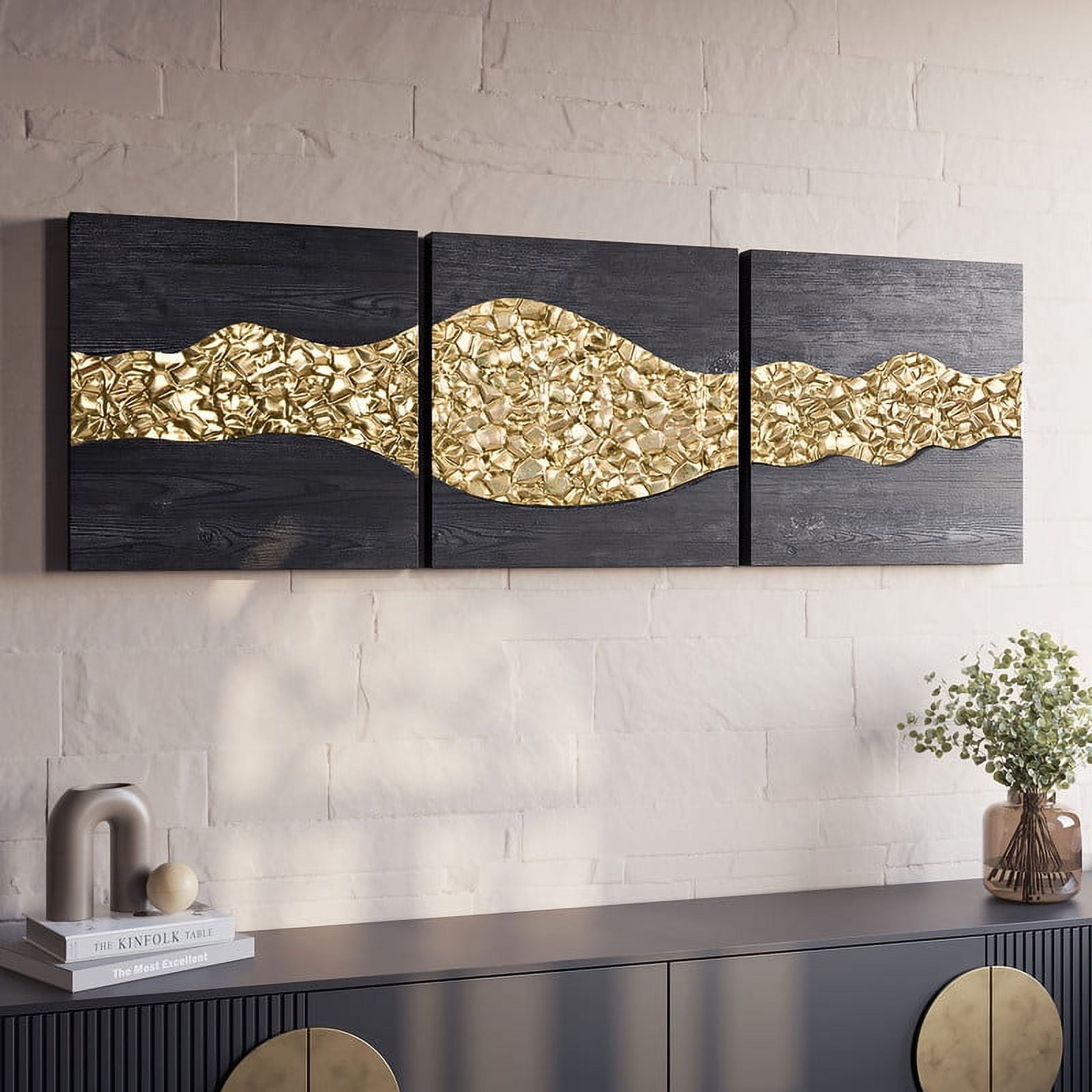 Riona Contemporary Abstract River Panels Metal Wall Art - Walmart.com