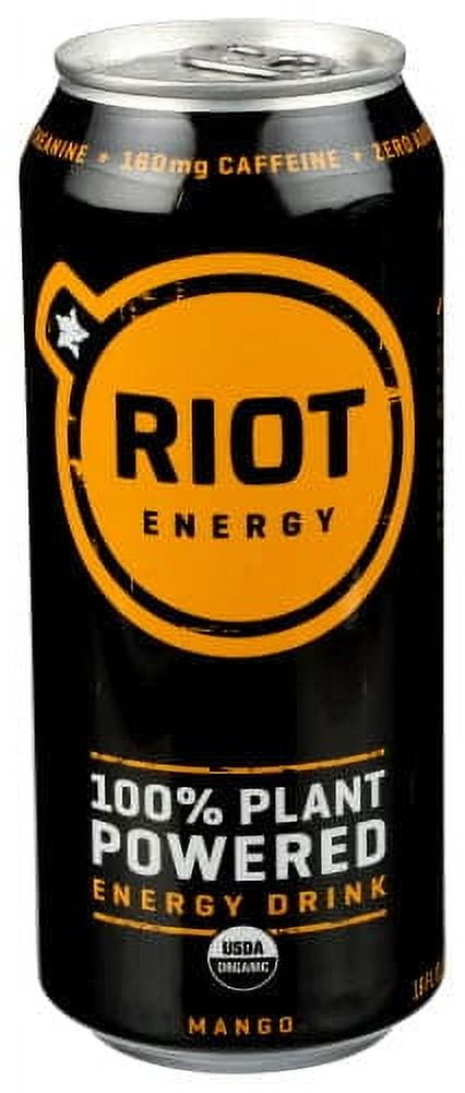 Riot Energy Vegan Natural Mango Plant Based Energy Drink, 16 oz - Pack ...