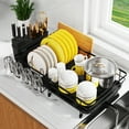Riousery 2 Tier Compact Dish Drying Rack with Drainboard Tray, Utensil ...