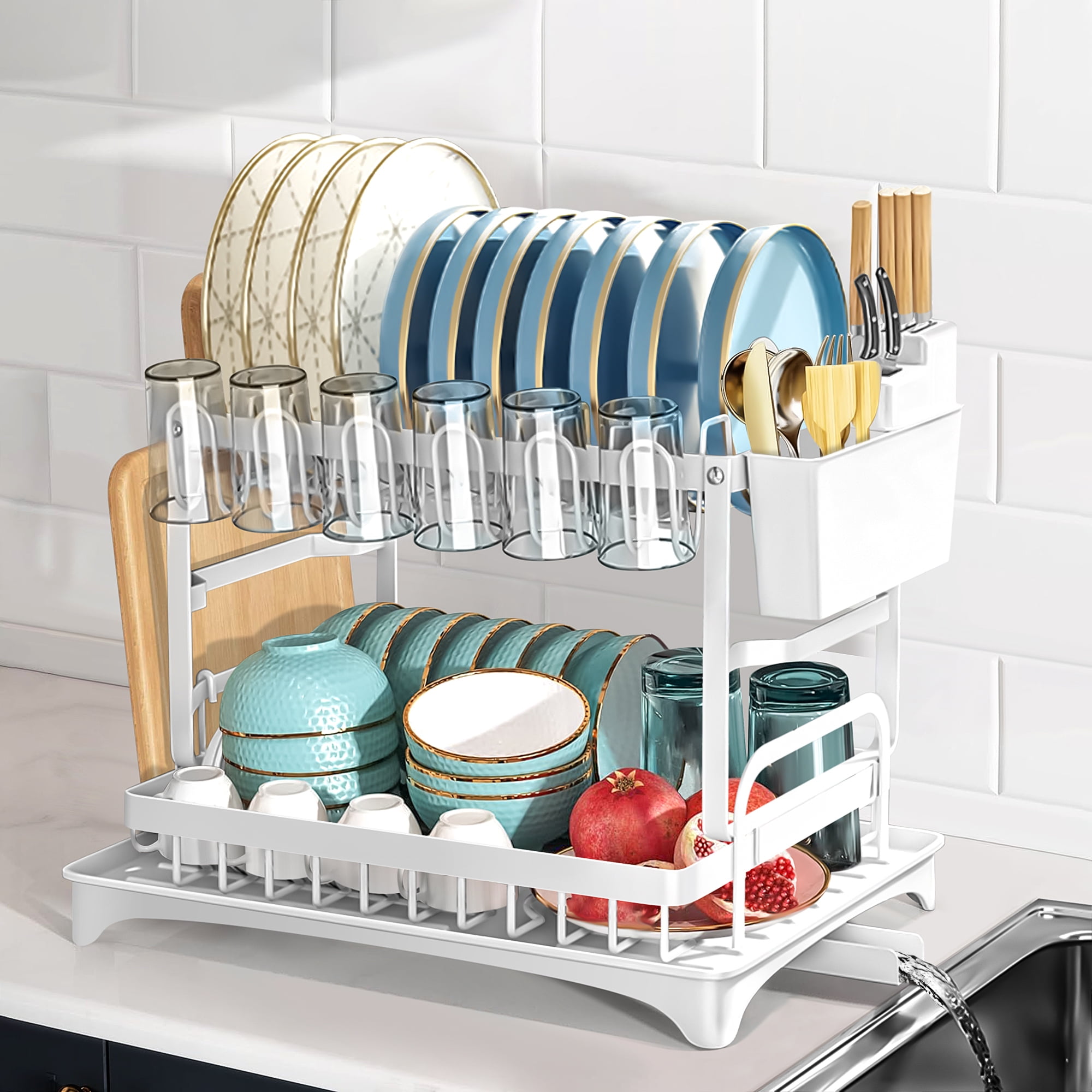 Free Shipping! Riousery 2 Tier Dish Racks for Kitchen Counter, Dish ...