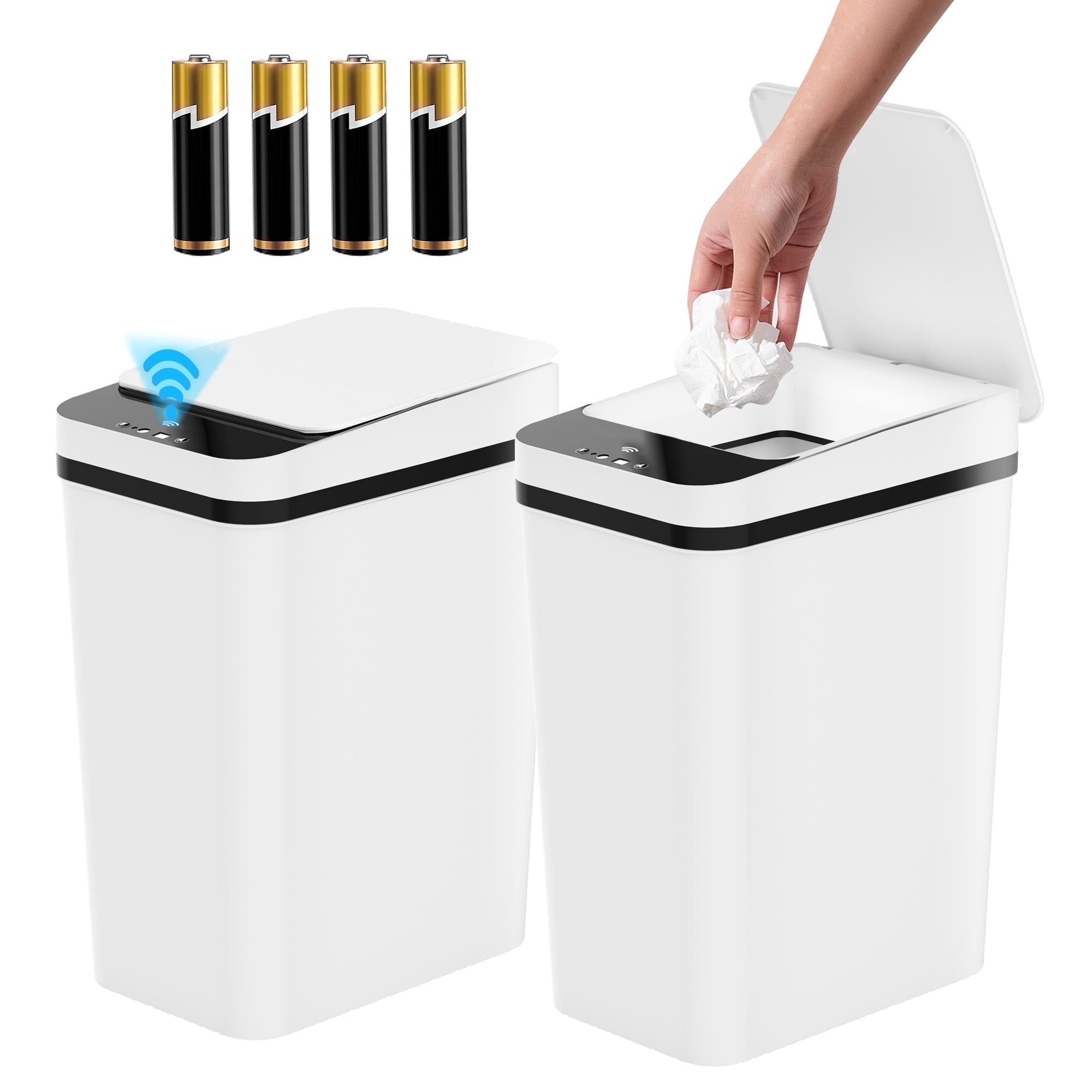 Riousery 4 Gallon Touchless Trash Can Pack with Motion Sensor Lid for ...