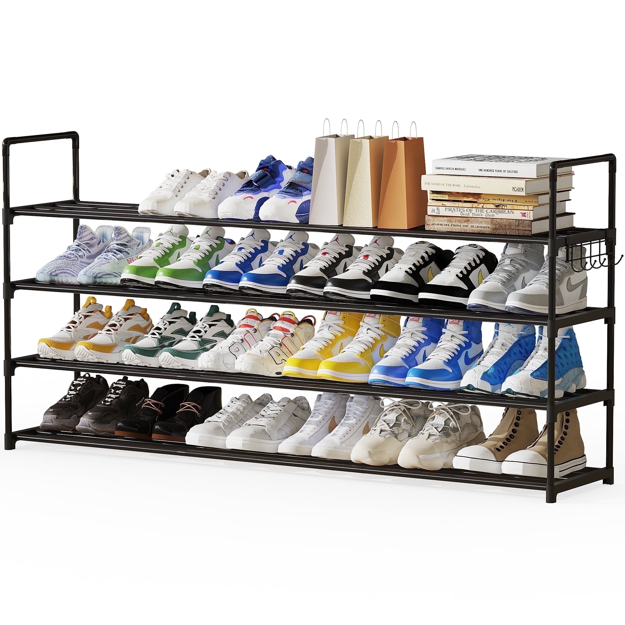 Riousery 4-Tier Stackable Shoe Rack, Expandable & Adjustable Shoe ...