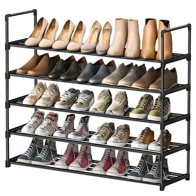 Riousery 5-Tier Metal Shoe Rack, Tall Boot Shelf for Entryway Closet ...