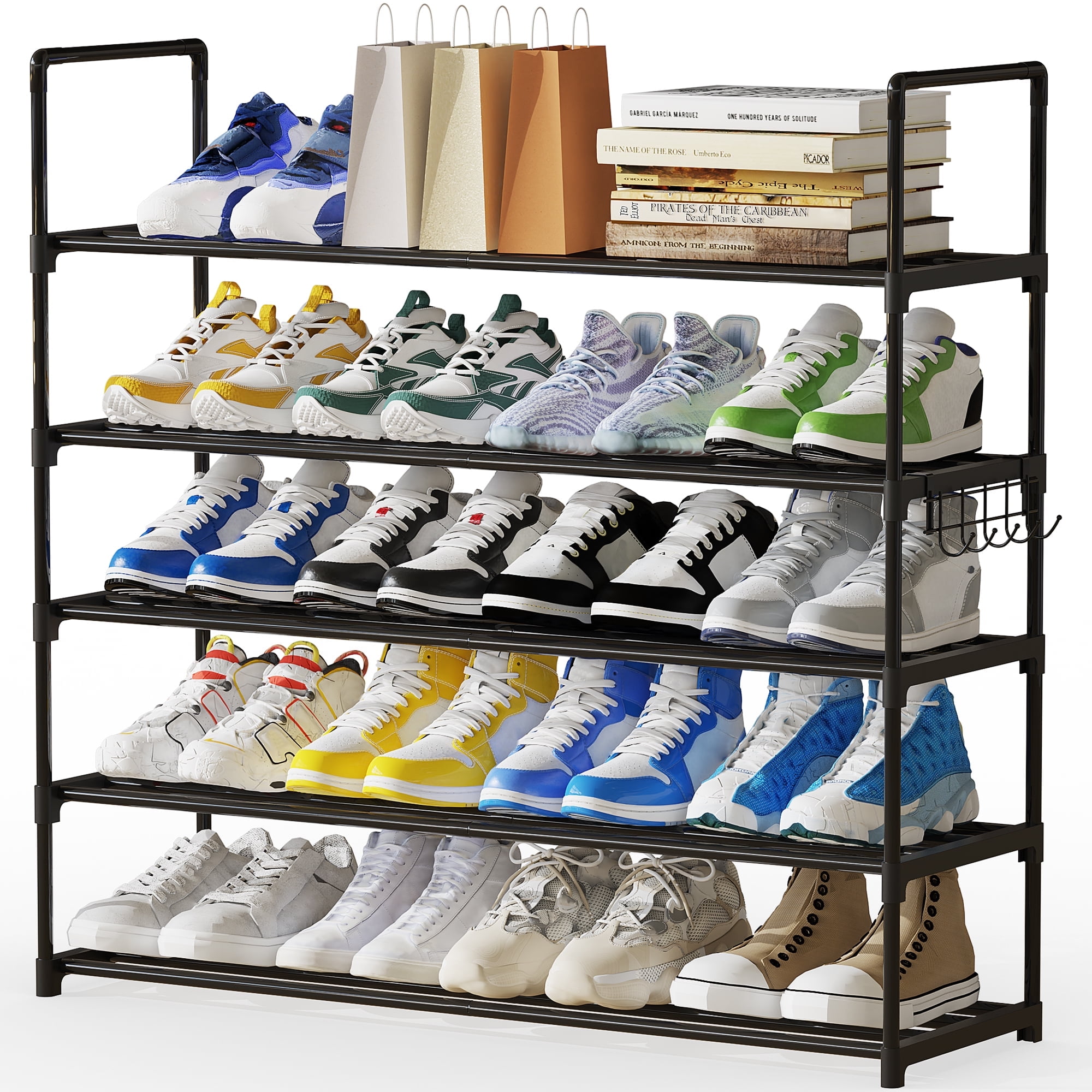 Riousery 5-Tier Metal Shoe Rack, Tall Boot Shelf for Entryway Closet ...