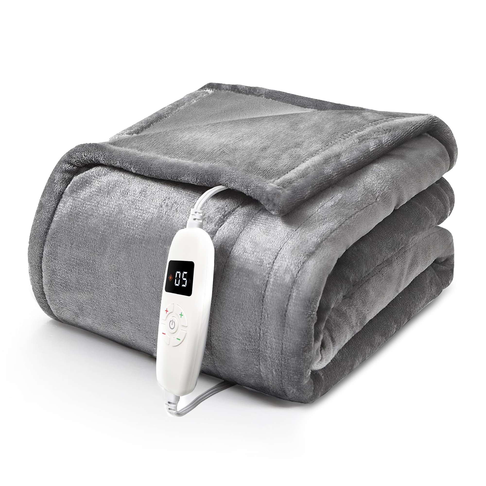 SUNNY HEAT Heated Electric Blanket Ribbed Flannel 84"x90" Queen Size ...
