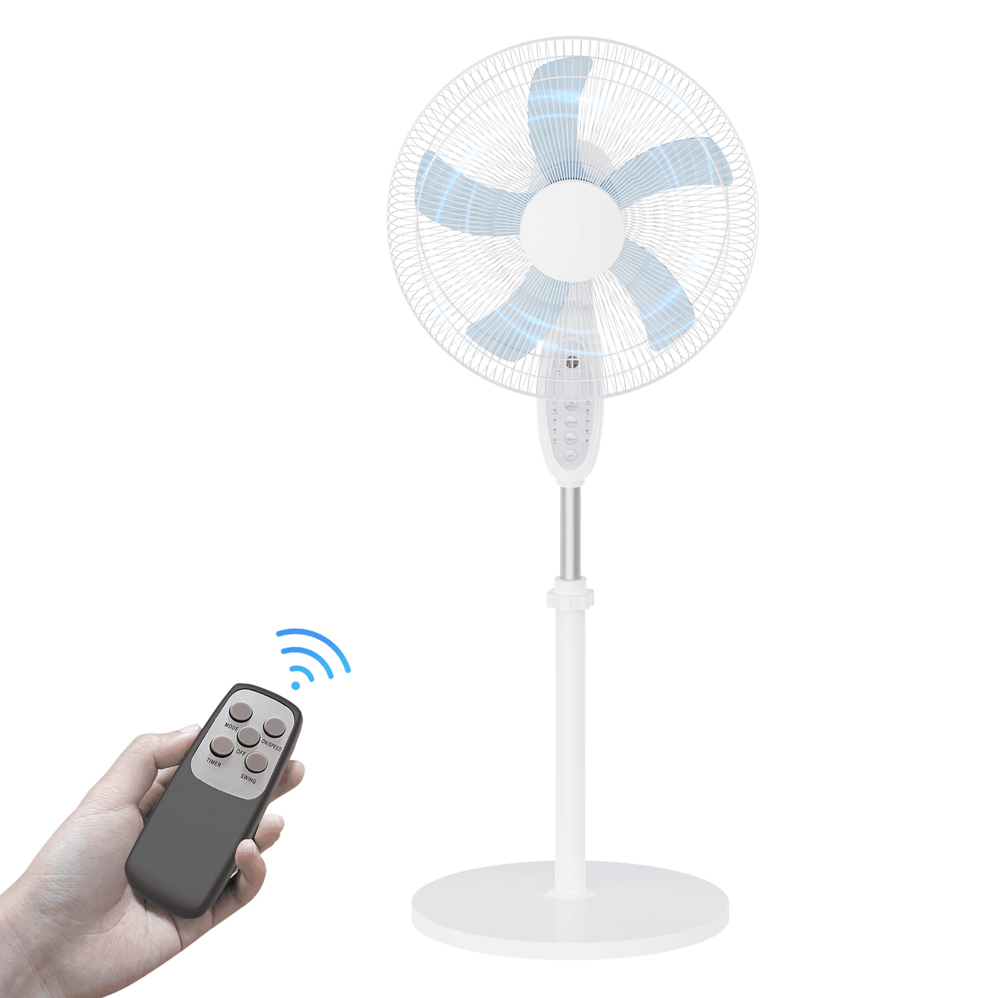 "Riousery White 18"" Oscillating Stand Floor Fan with Metal Blades, 3 ...