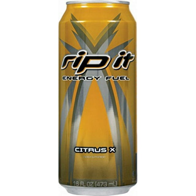 Rip It Carbonated Citrus X Energy Drink, 16 Ounce, Pack of 24 Cans ...
