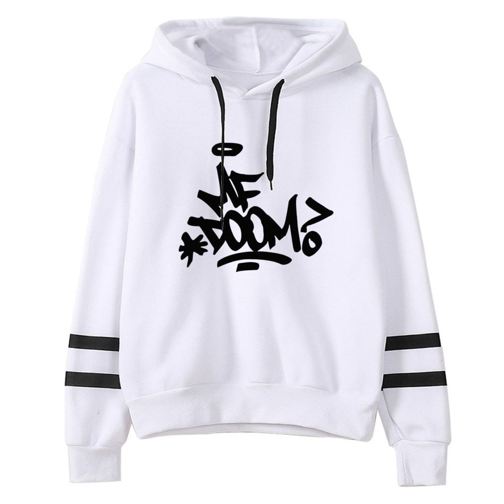 Rip MF DOOM Hoodie Letter Printed Pocketless Parallel Bars Sleeve ...