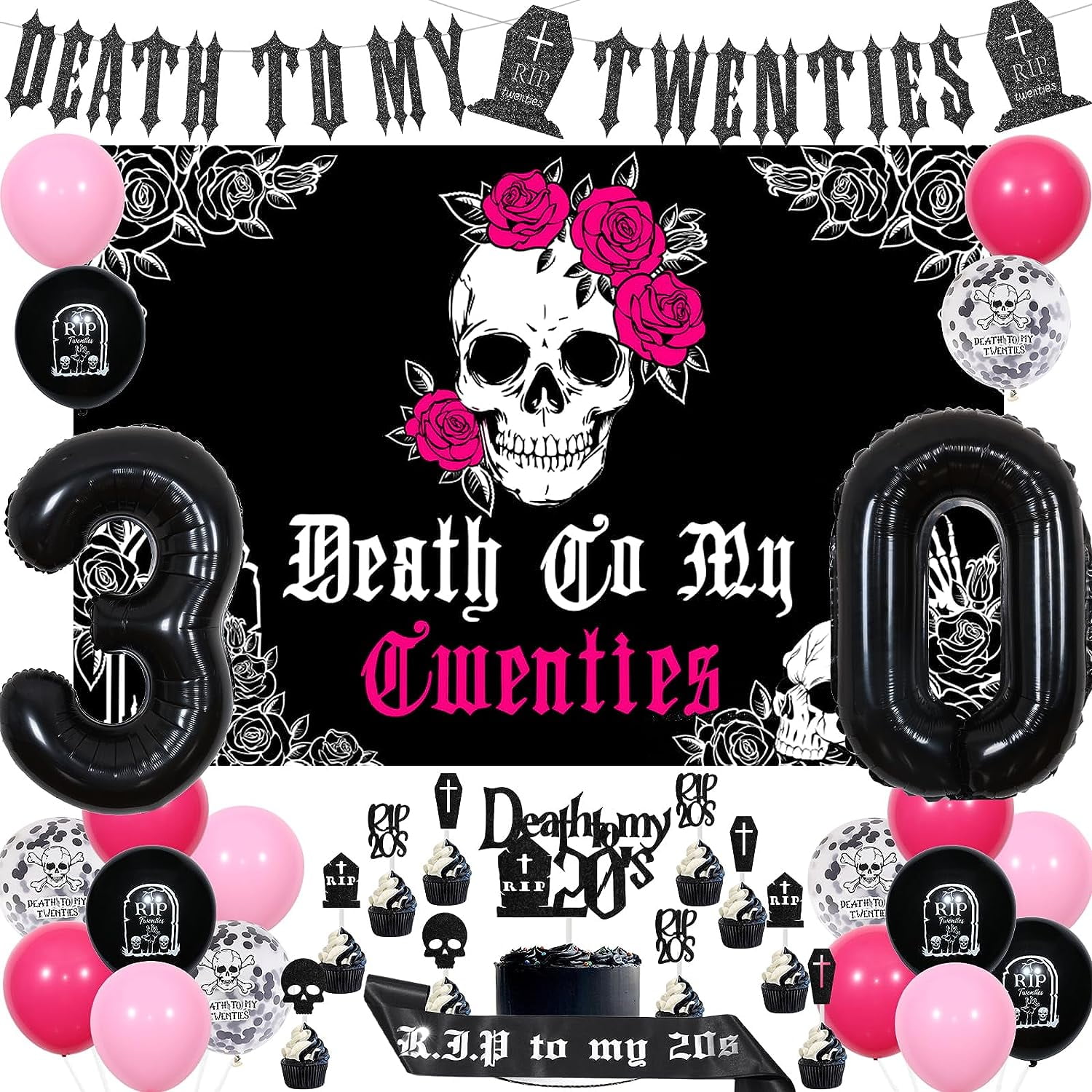 Rip to My 20s Birthday Decorations for Her, Death to My Twenties ...