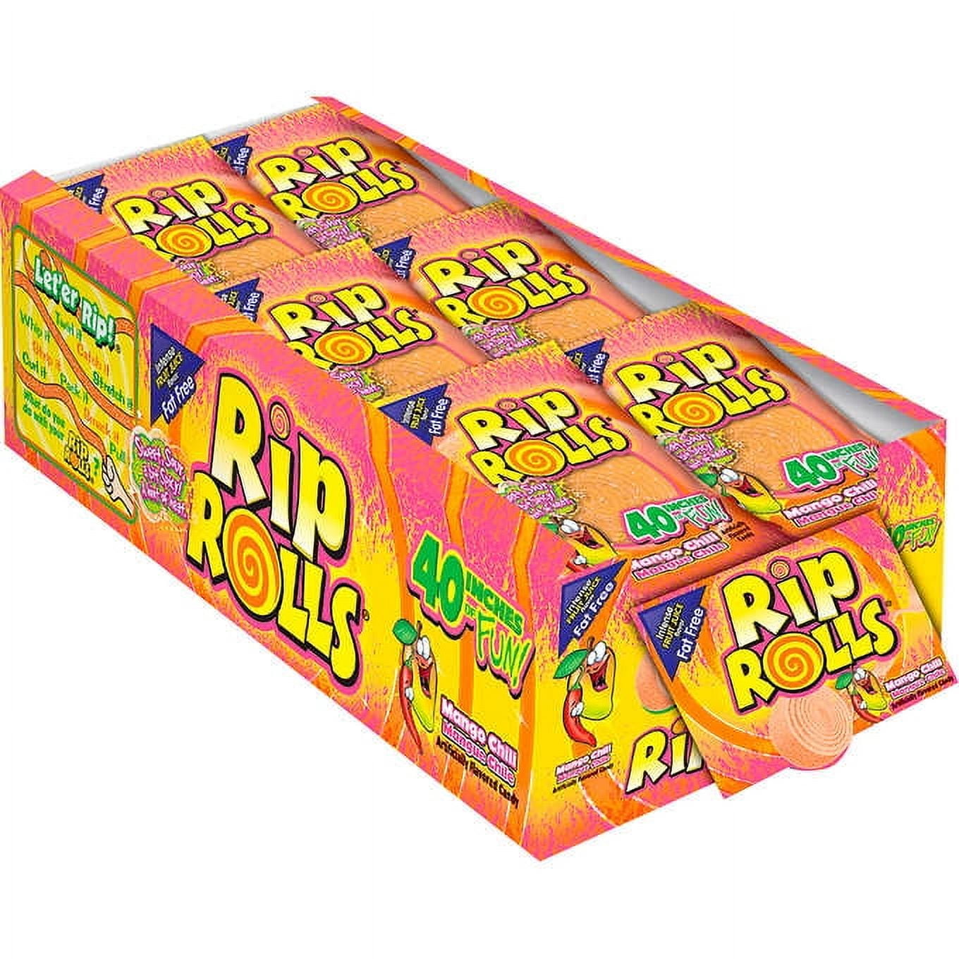Rip Rolls Fruity Mango Chili Candy - Sweet, Sour, Spicy Chewy Rolls, 1. ...
