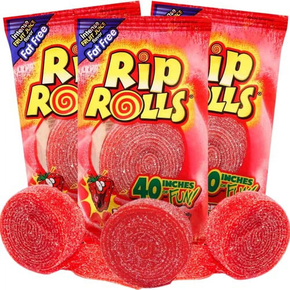 Rip Rolls Sugar Coated Strawberry Candies, Assorted Fruit Flavor Fat ...