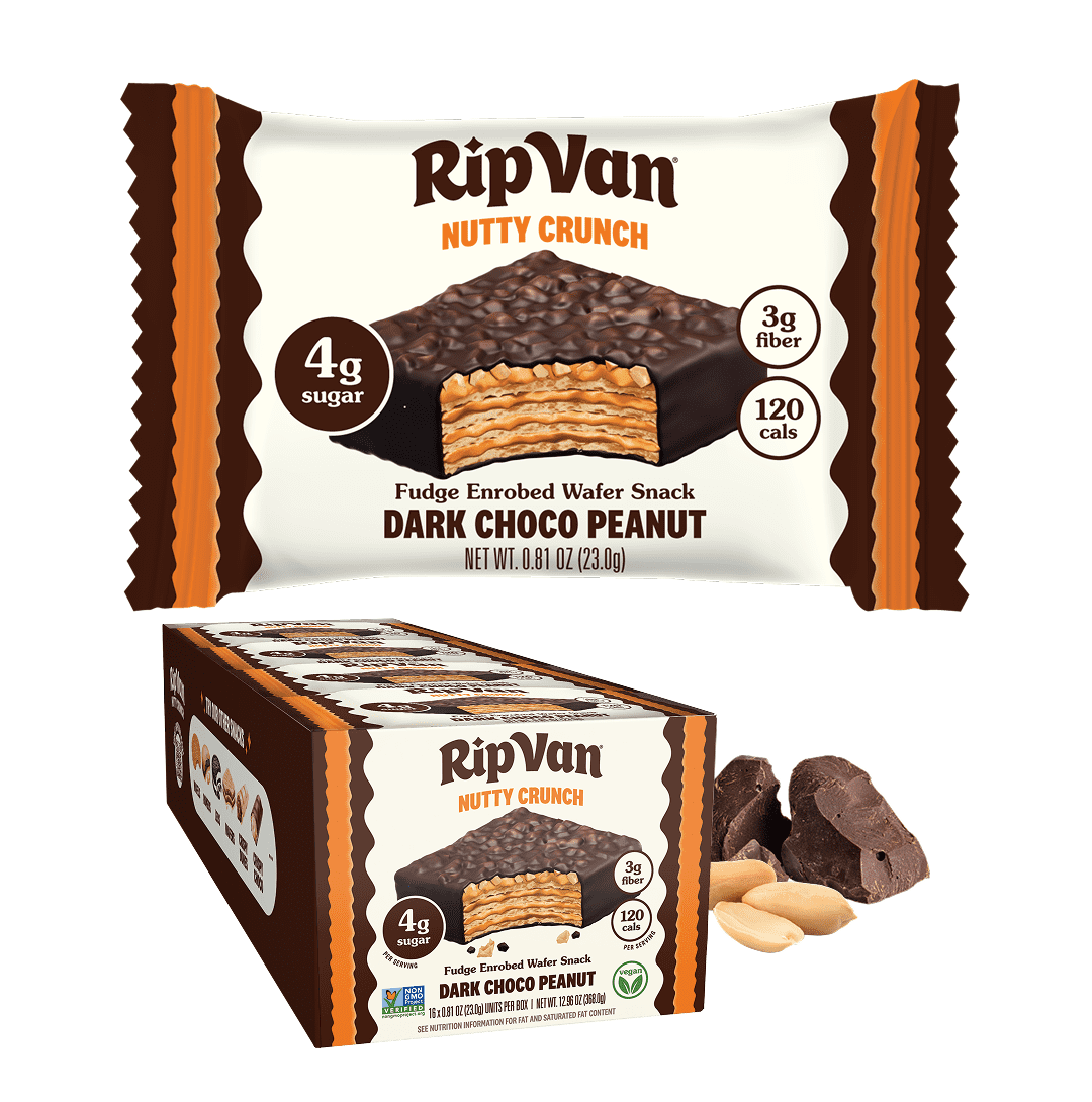 Rip Van Dark Chocolate Peanut Butter Wafers, 16ct, Vegan, Low Sugar ...