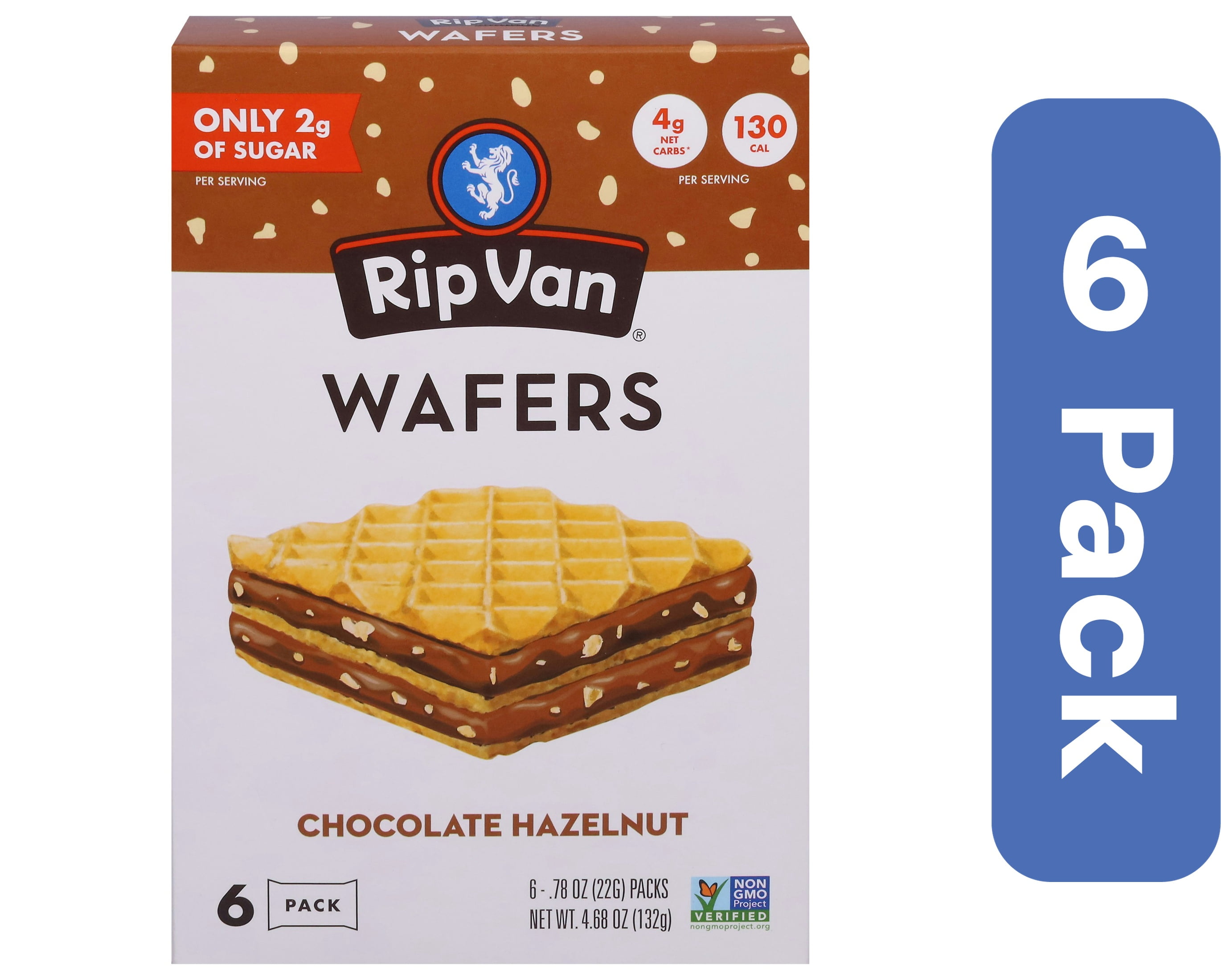 Rip Van Wafers Chocolate Hazelnut 6-Piece Box 4.68 oz (Pack Of 6 ...