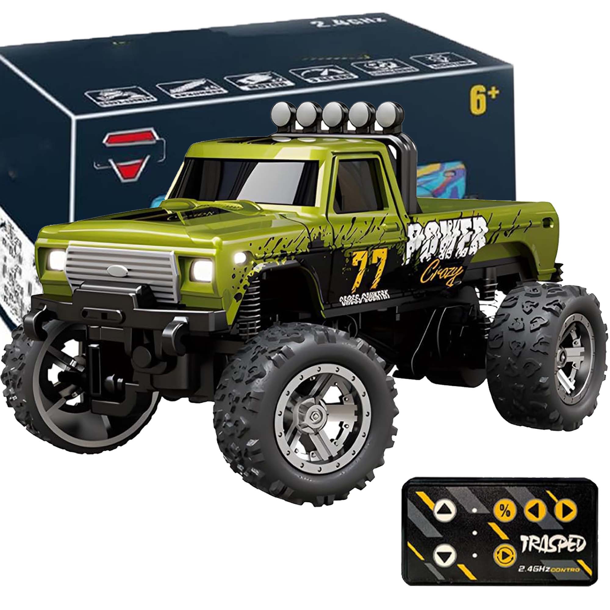 RipRush Mini Monster 1:64 Off-Road LED Alloy Racer,2025 New 3-Speed ...