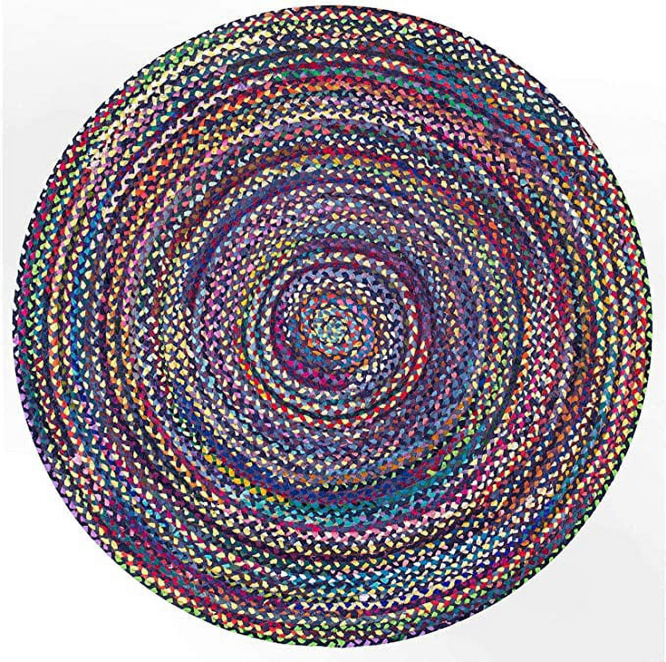 Ripaz Vogue Cotton Multi Mix Rug Round Hand Braided Area Rug (4x4 Feet ...