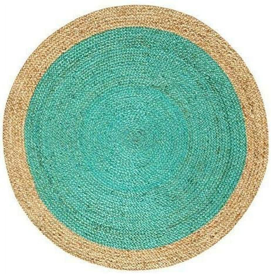 Ripaz Vogue Jute Rug Round Hand Braided Yellow with Beige Circle Area ...