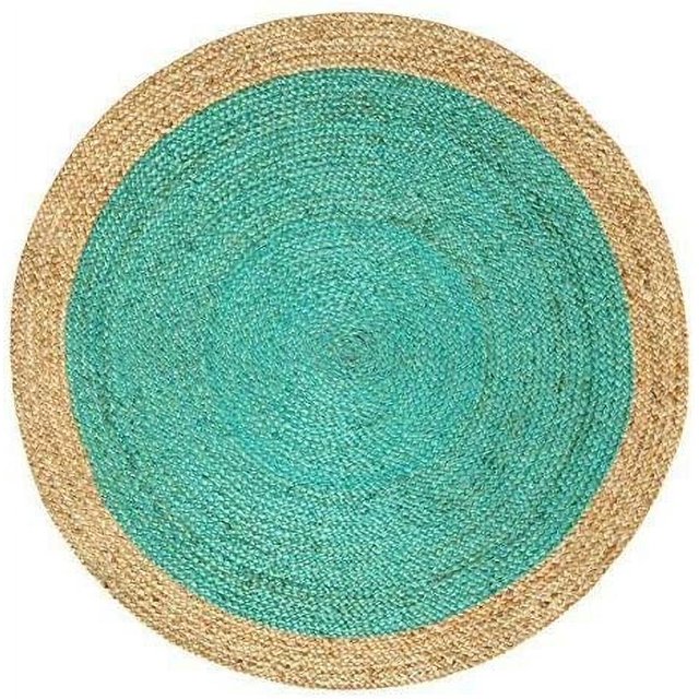 Ripaz Vogue Jute Rug Round Hand Braided Yellow with Beige Circle Area ...